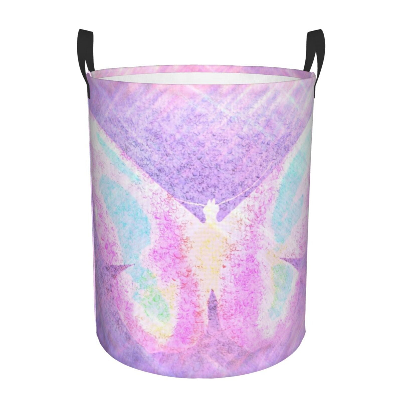 Haiem Purple Sparkling Butterfly Print Laundry Basket, Laundry Hamper ...