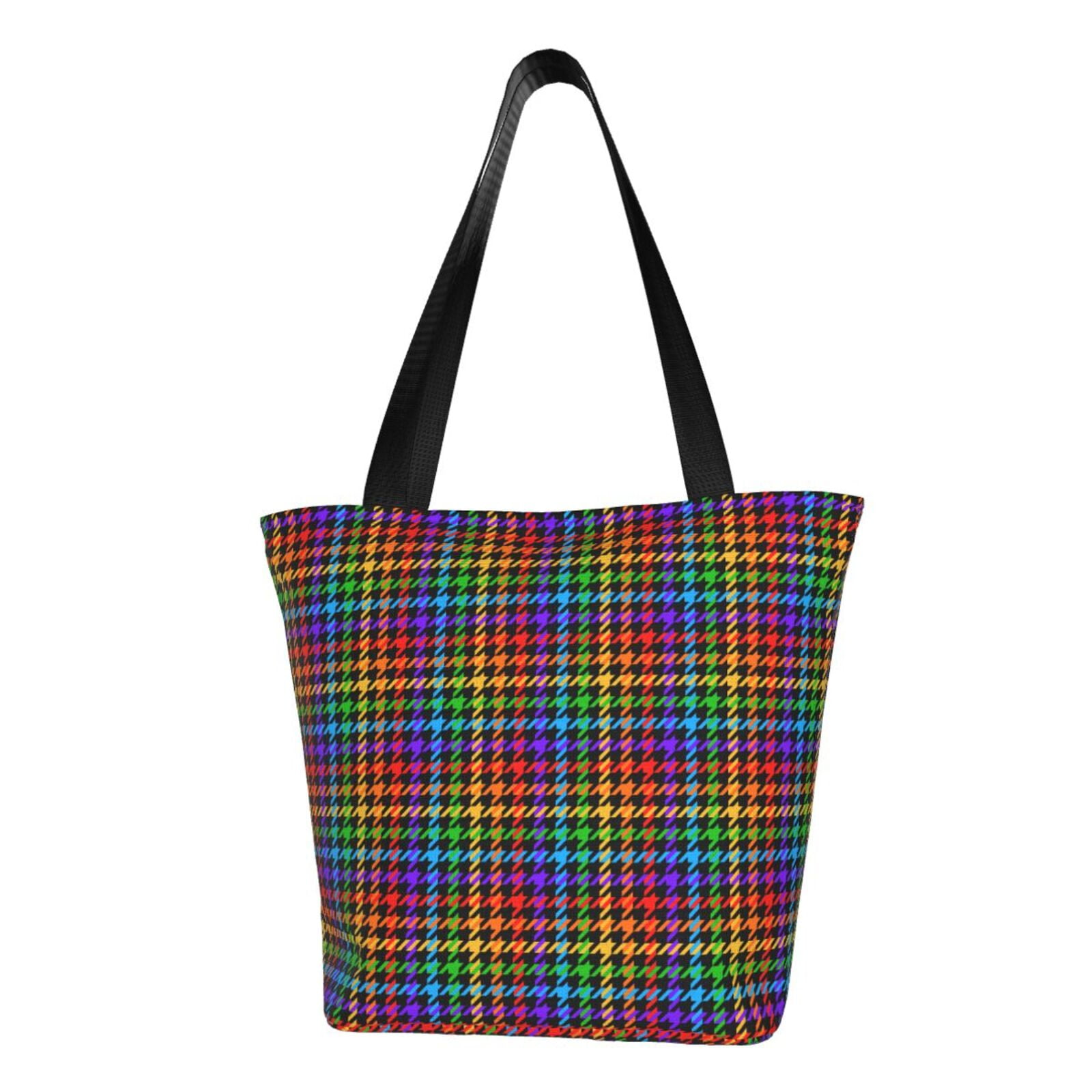 Haiem Rainbow Houndstooth Pattern Shoulder Bag - Durable and Spacious Tote Bag,Versatile ...