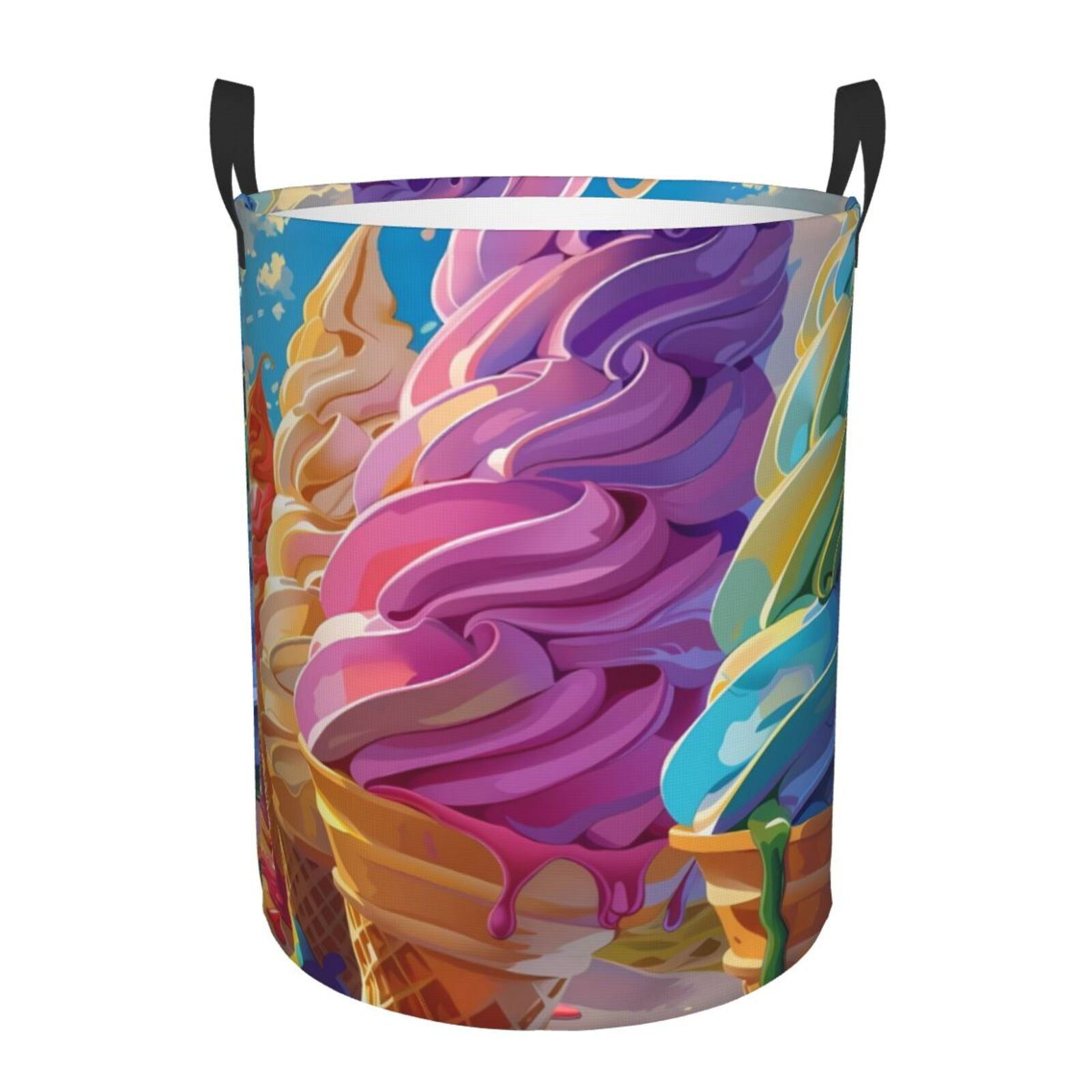 Haiem Rainbow Melting Ice Cream Print Laundry Basket, Laundry Hamper ...
