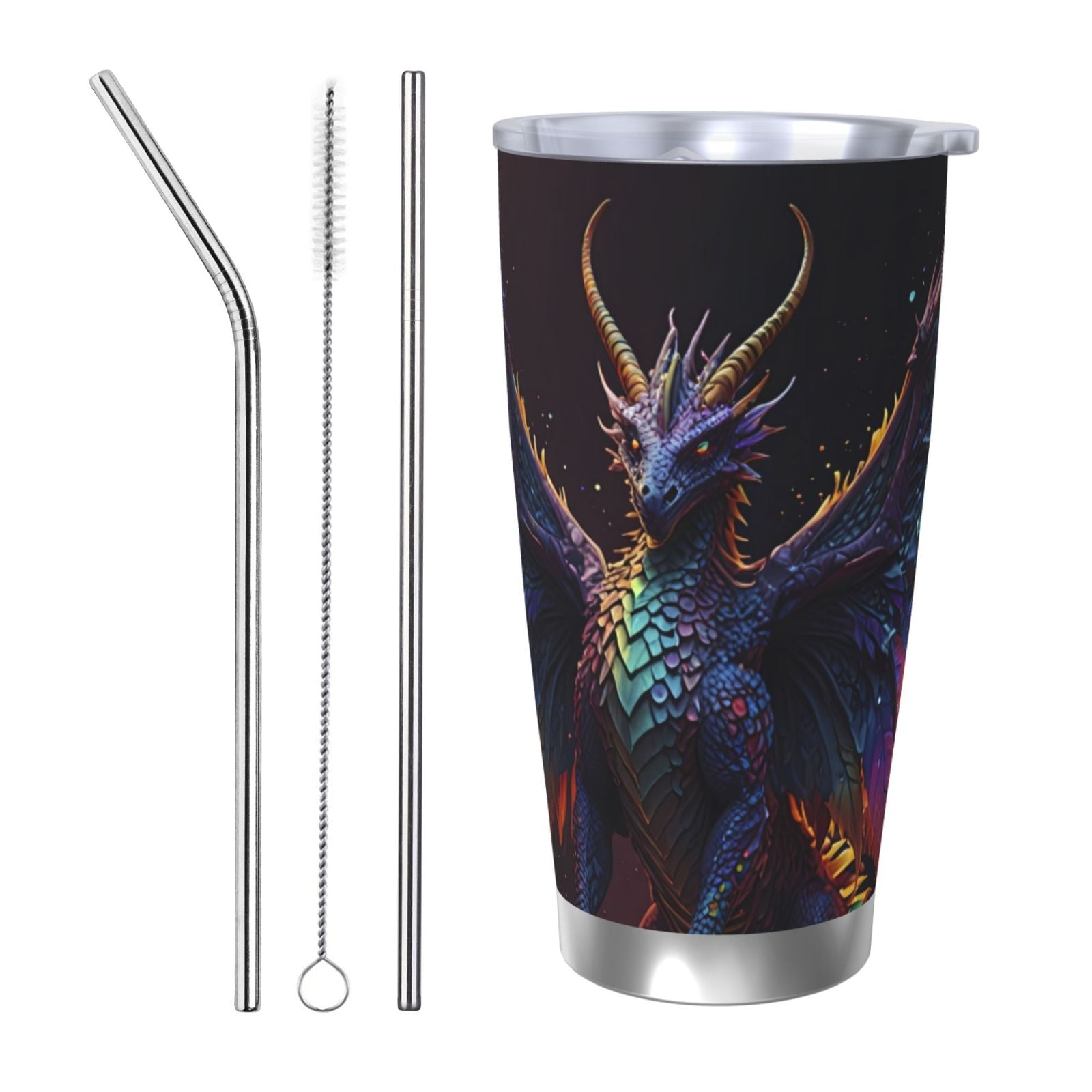 Haiem Rainbow Wings Majestic Dragon Printed 20oz Straight Skinny Car ...