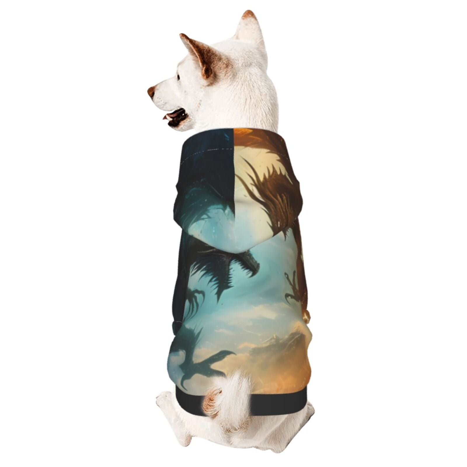 Haiem Red And Blue Flame Wave Dragon for Winter Dog Hoodie Sweatshirts ...