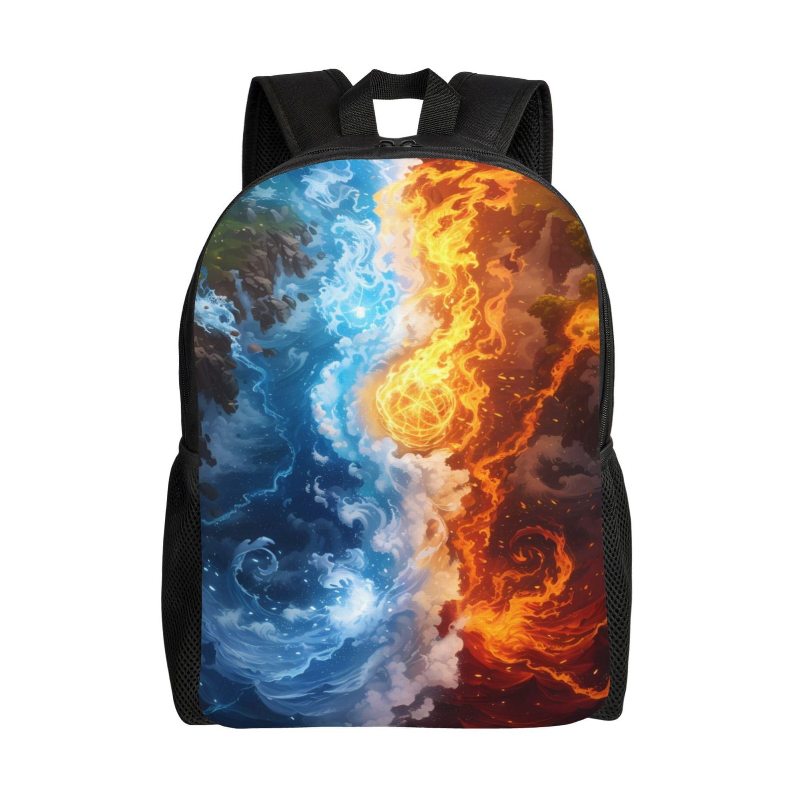 Haiem Red And Blue Flame Waves Backpack - Stylish and Durable 15-inch ...
