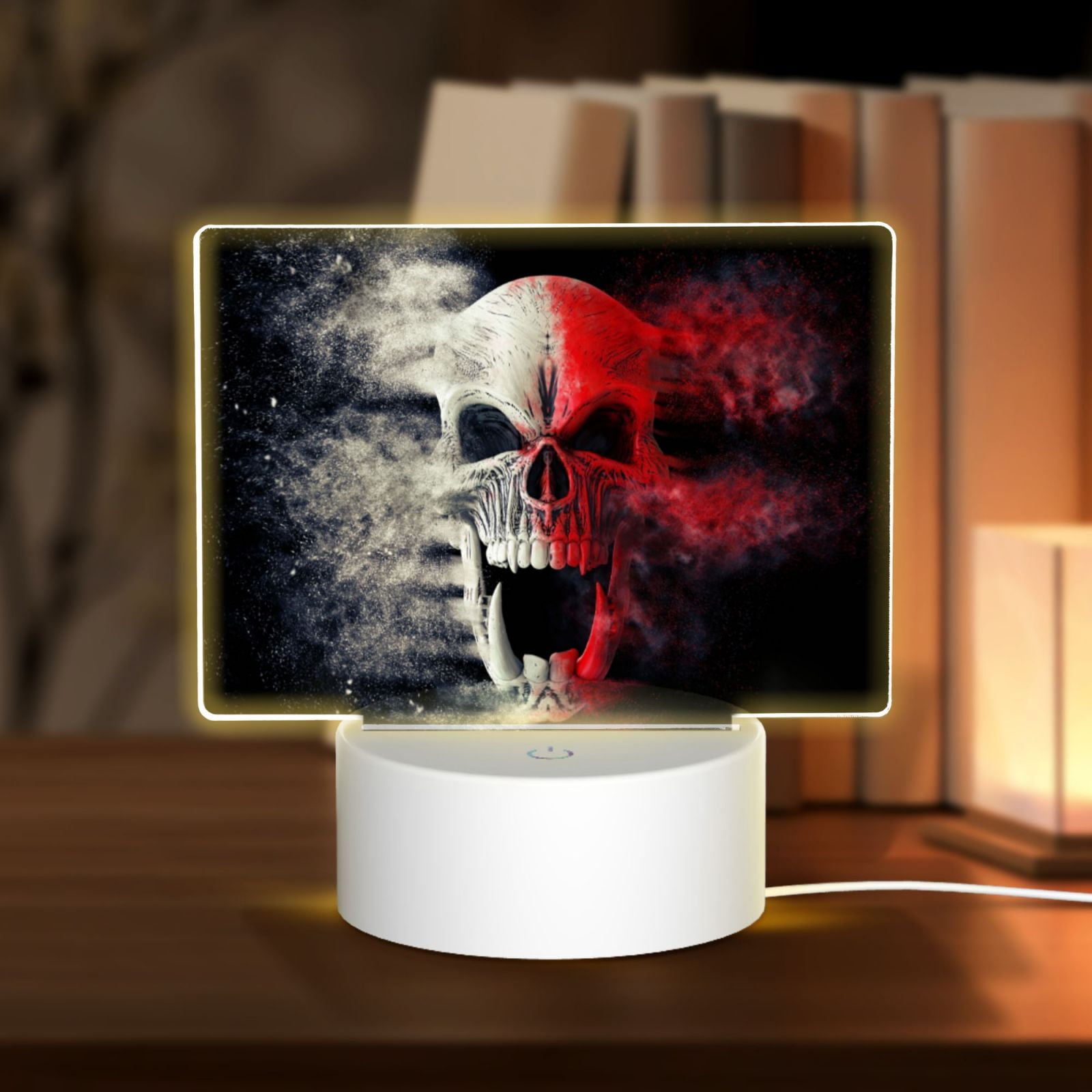 Haiem Red And White Screaming Demon Skull Pattern Acrylic Night Light ...