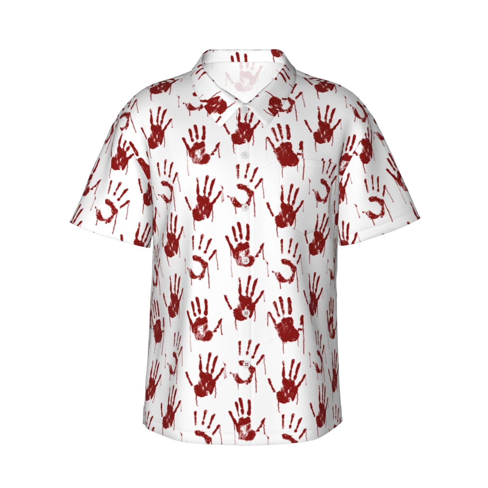 Haiem Red Bloody Scary Hands2 Printed Hawaiian Shirt for Men - Men’s ...