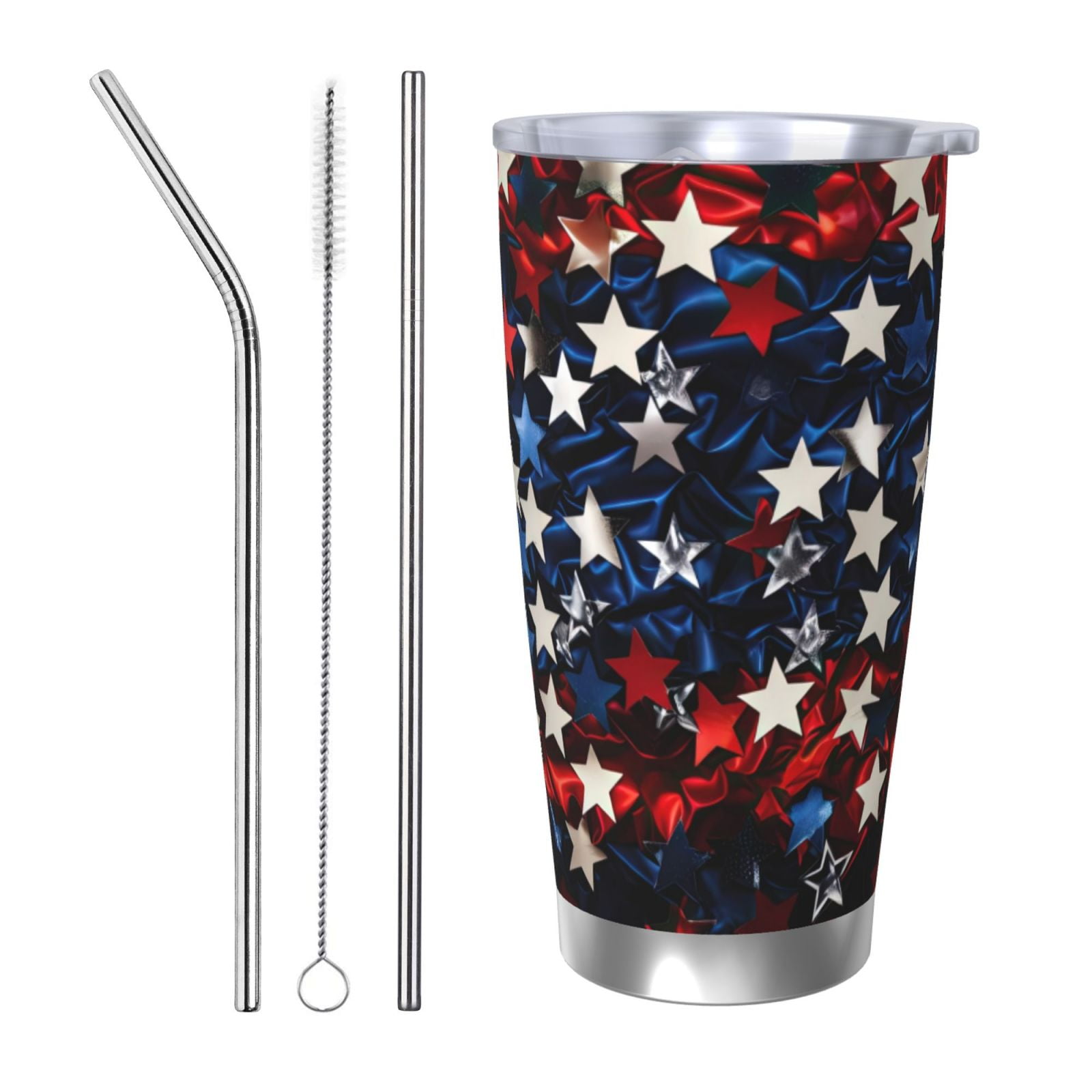 Haiem Red Blue White Stars Printed 20oz Straight Skinny Car Cups With ...