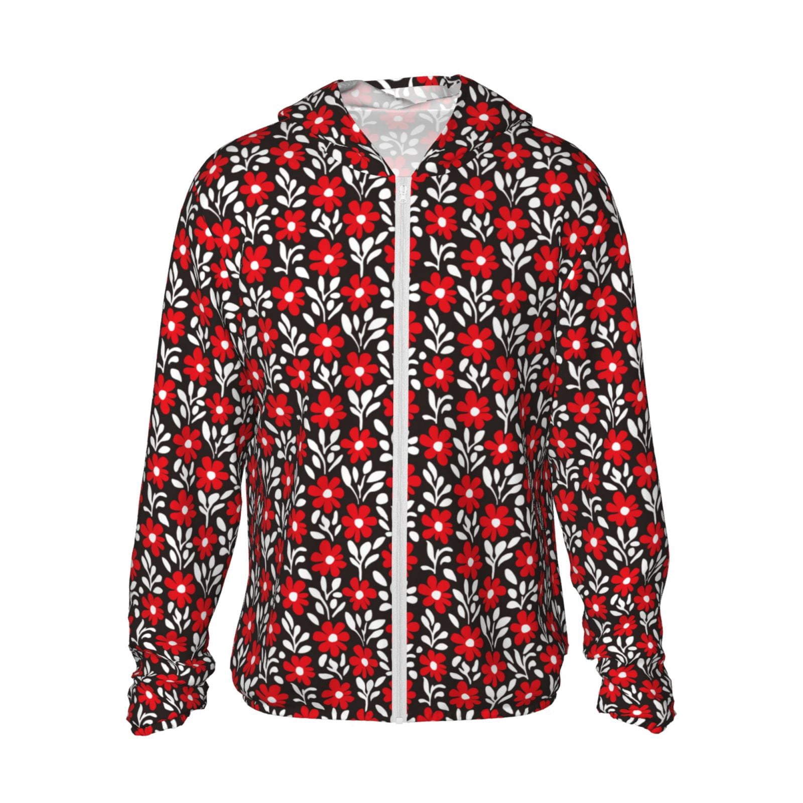 Haiem Red Floral UPF 50+ Fishing Shirts for Men Long Sleeve UV Sun ...