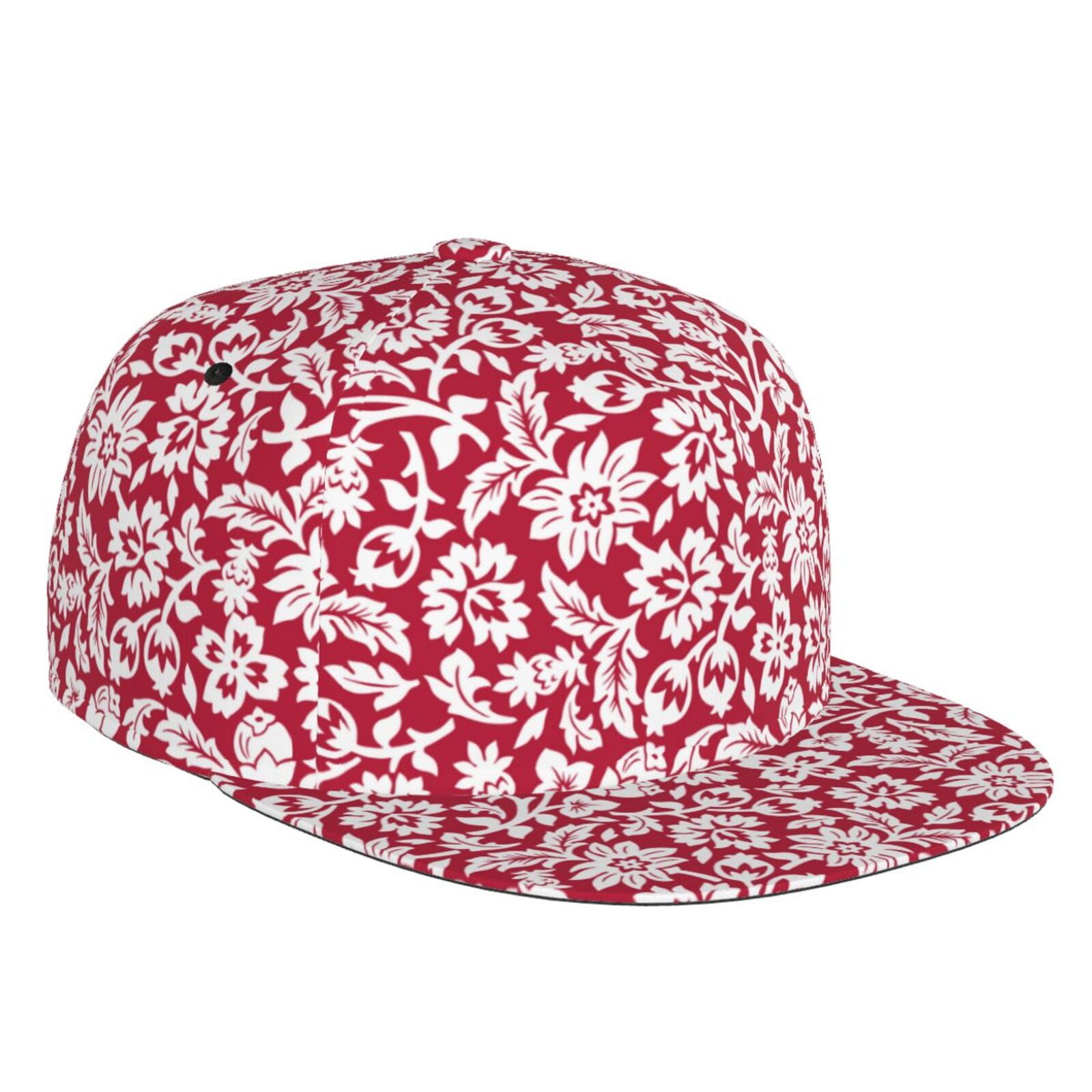Haiem Red Flowers Classic Snapback Cap Flat Bill Hat Baseball Cap ...