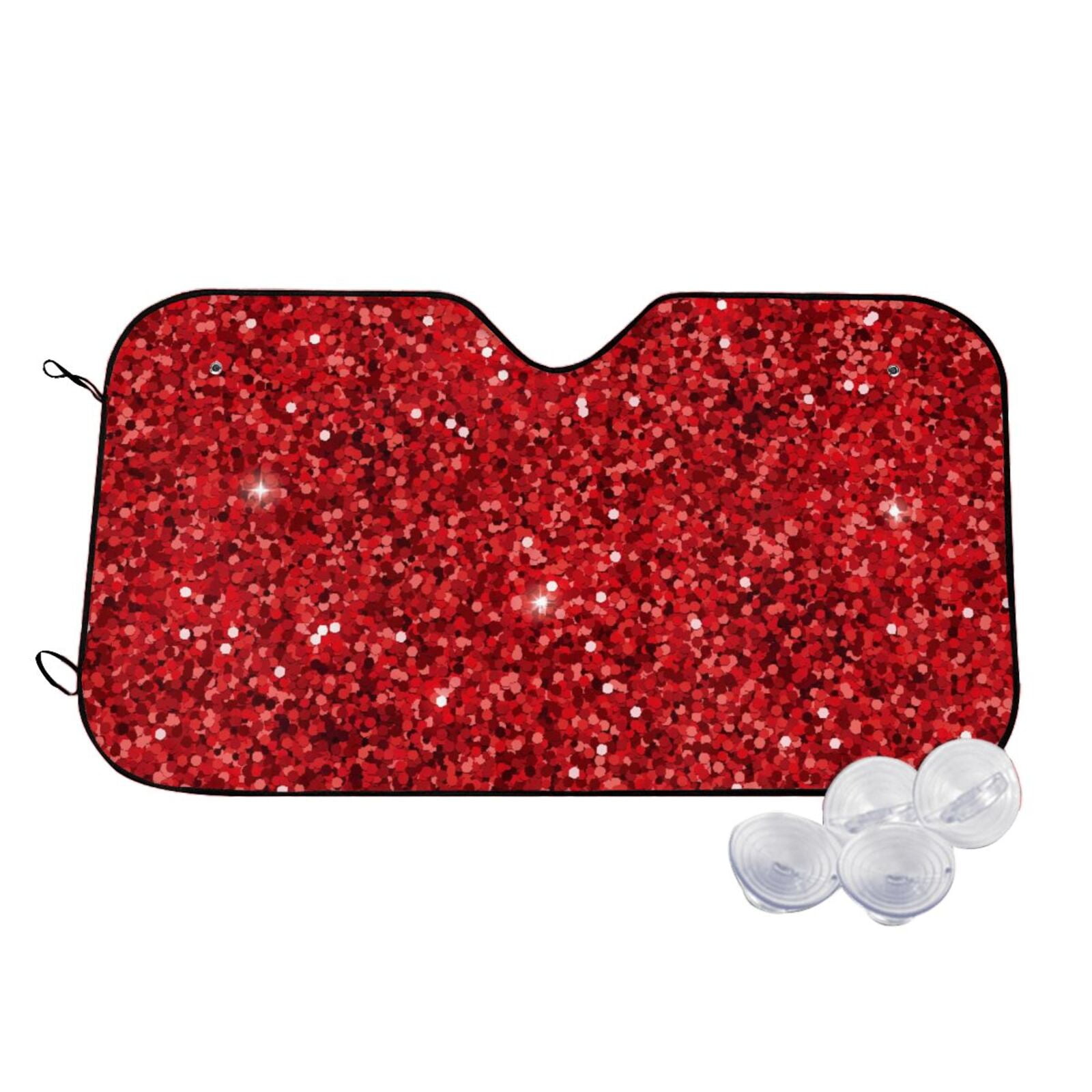 Haiem Red Glitter Car Windshield Sun Shade - Blocks UV Rays Sun Visor ...