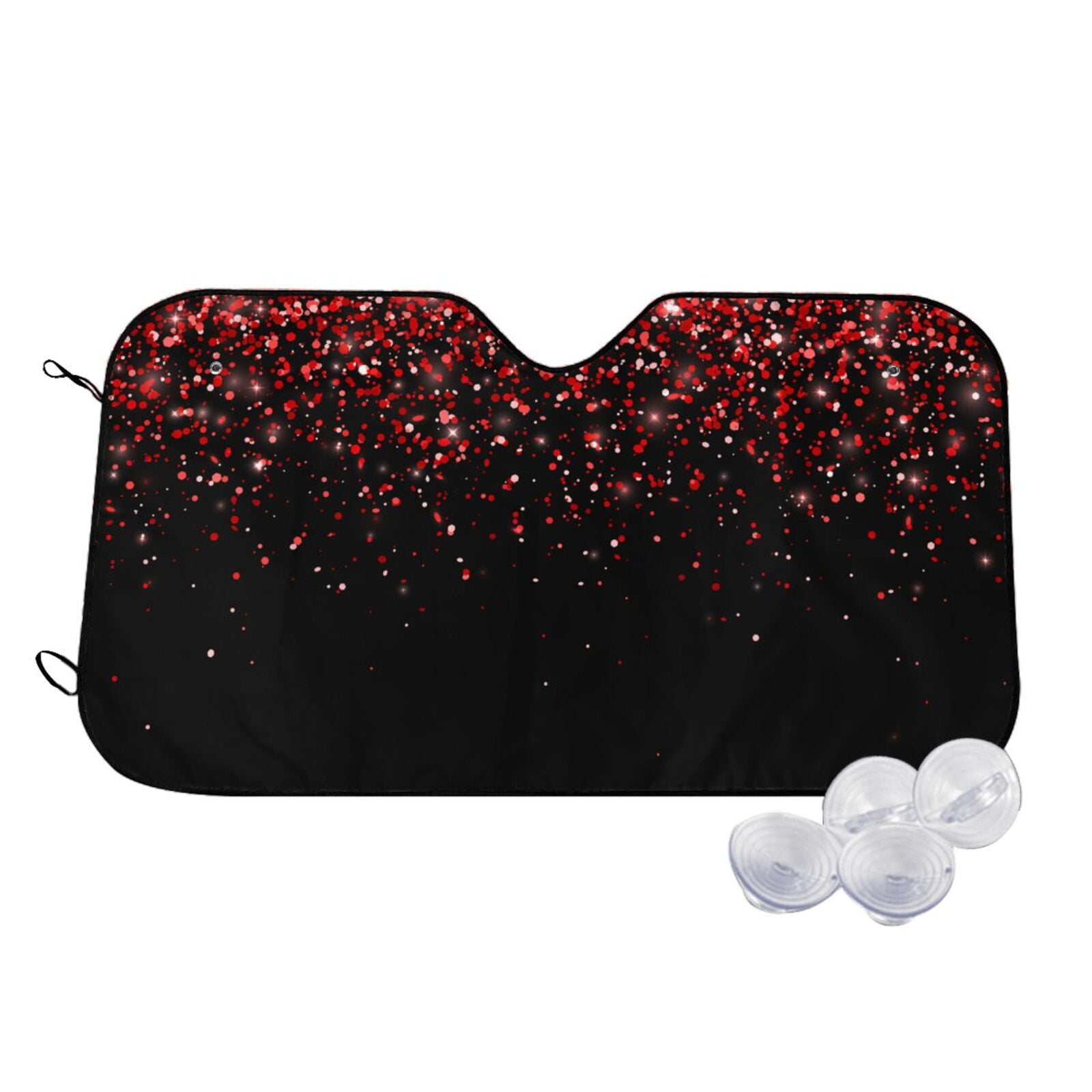 Haiem Red Glitter1 Car Windshield Sun Shade - Blocks UV Rays Sun Visor ...