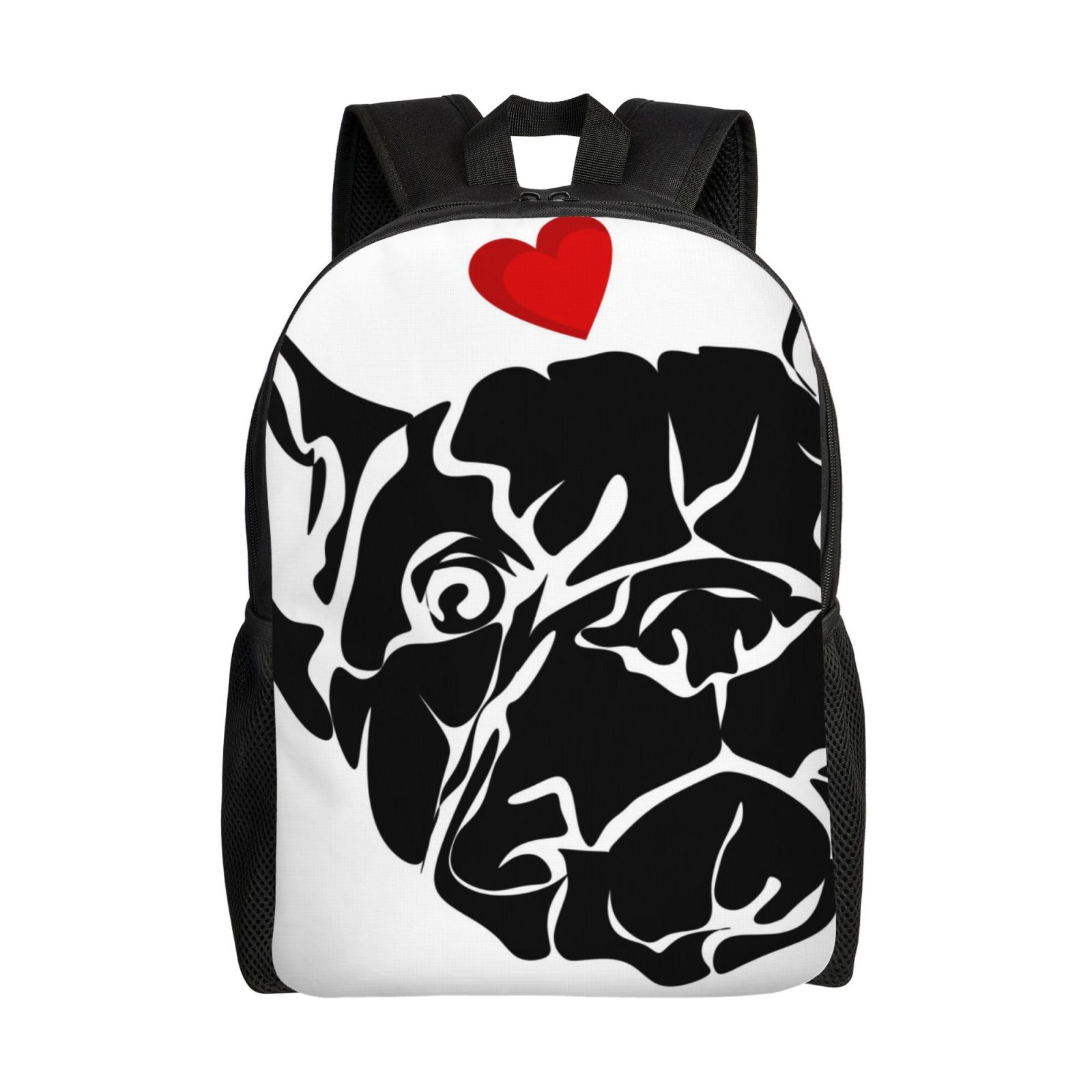 Haiem Red Heart And Puppy Of Bulldog Backpack - Stylish and Durable 15 ...
