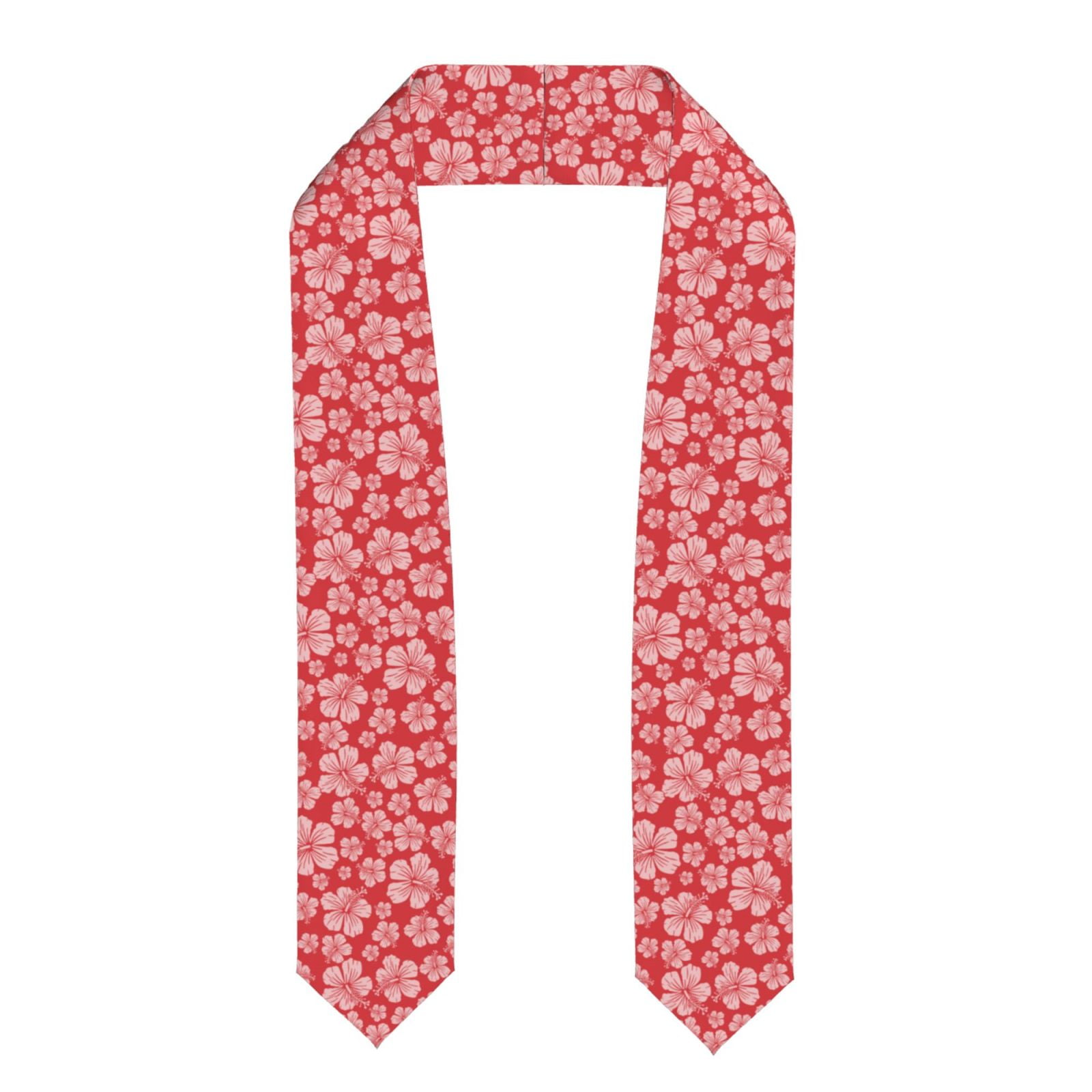 Haiem Red Hibiscus Flower Pattern Graduation Stole 2024 | Premium Satin ...
