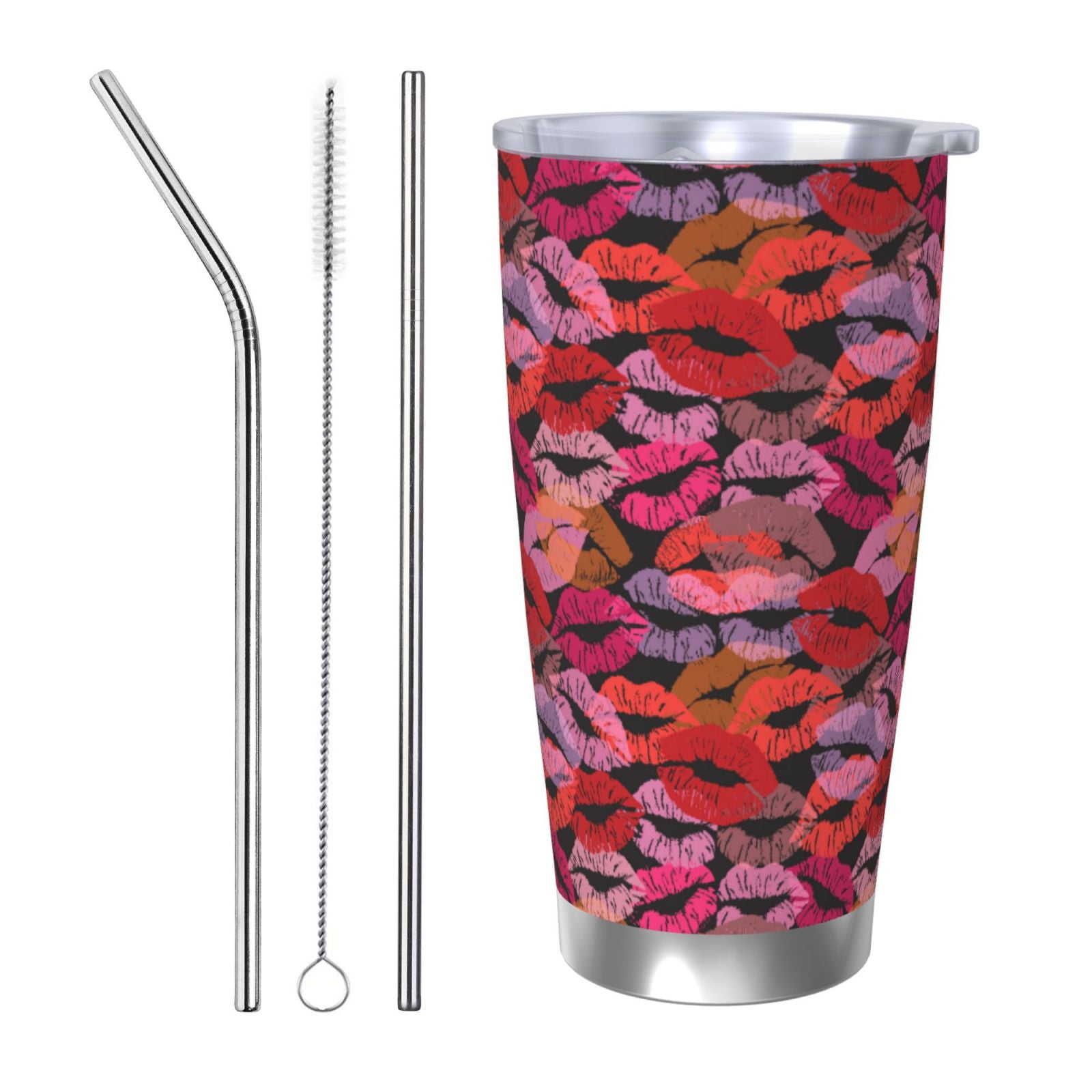 Haiem Red Lips Kissing Printed 20oz Straight Skinny Car Cups With ...