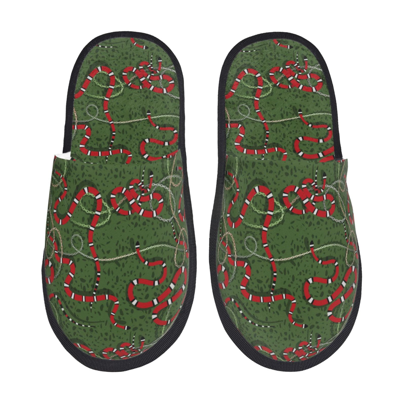 Haiem Red Snake Print Fuzzy Slippers for Women Plush Slippers Winter ...