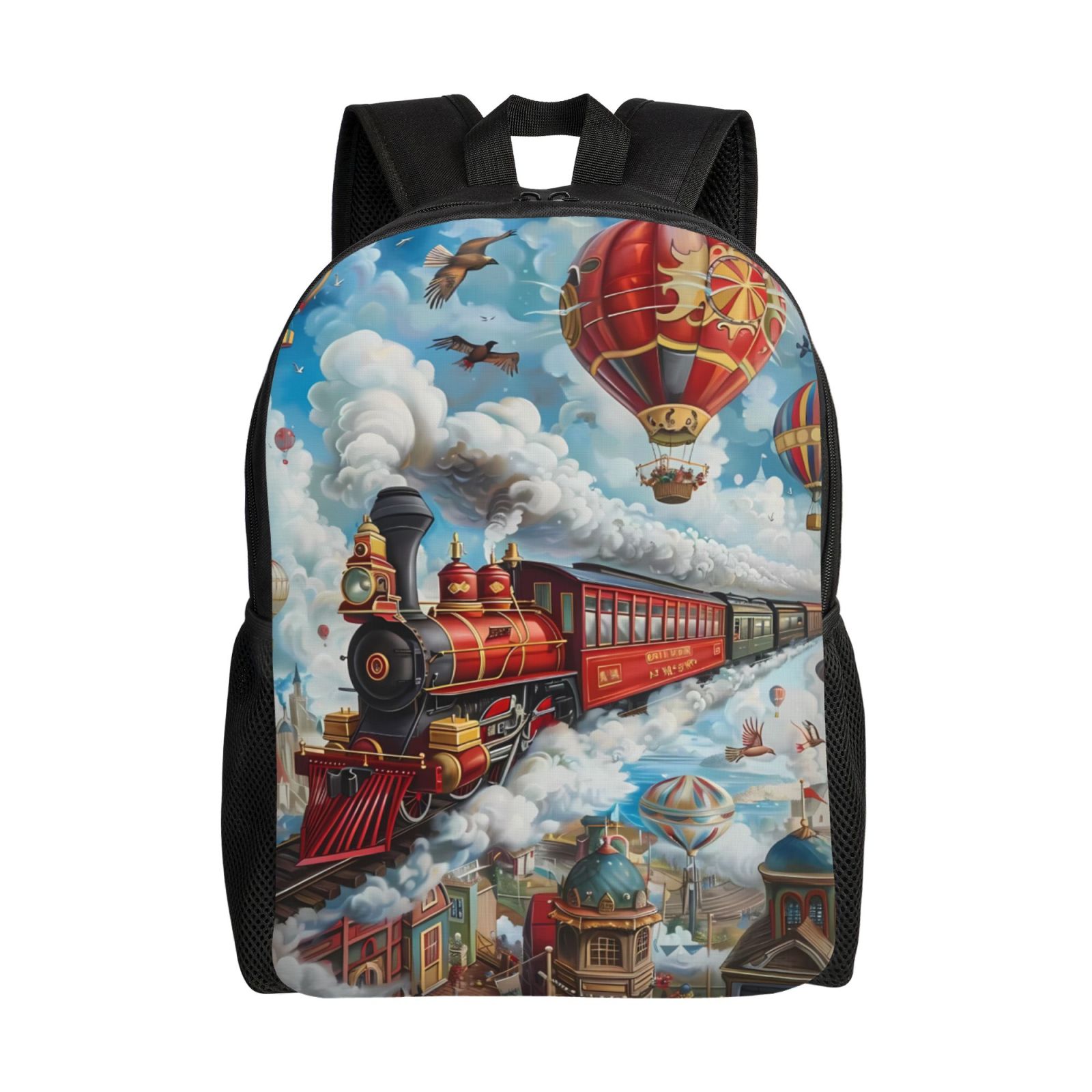 Haiem Red Train Hot Air Balloon Backpack - Stylish and Durable 15-inch ...