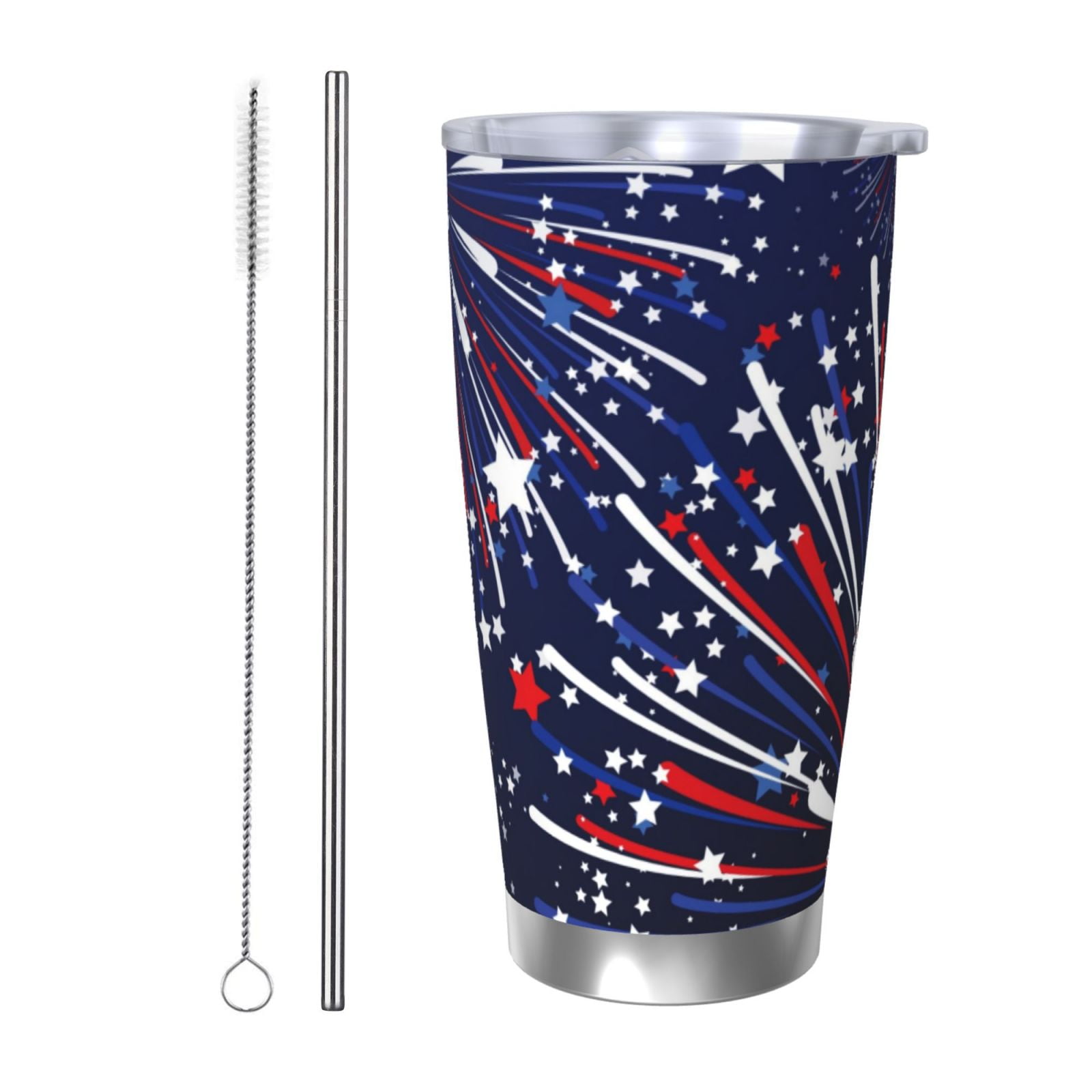 Haiem Red White Blue Fireworks 1 Printed 20oz Straight Skinny Car Cups ...