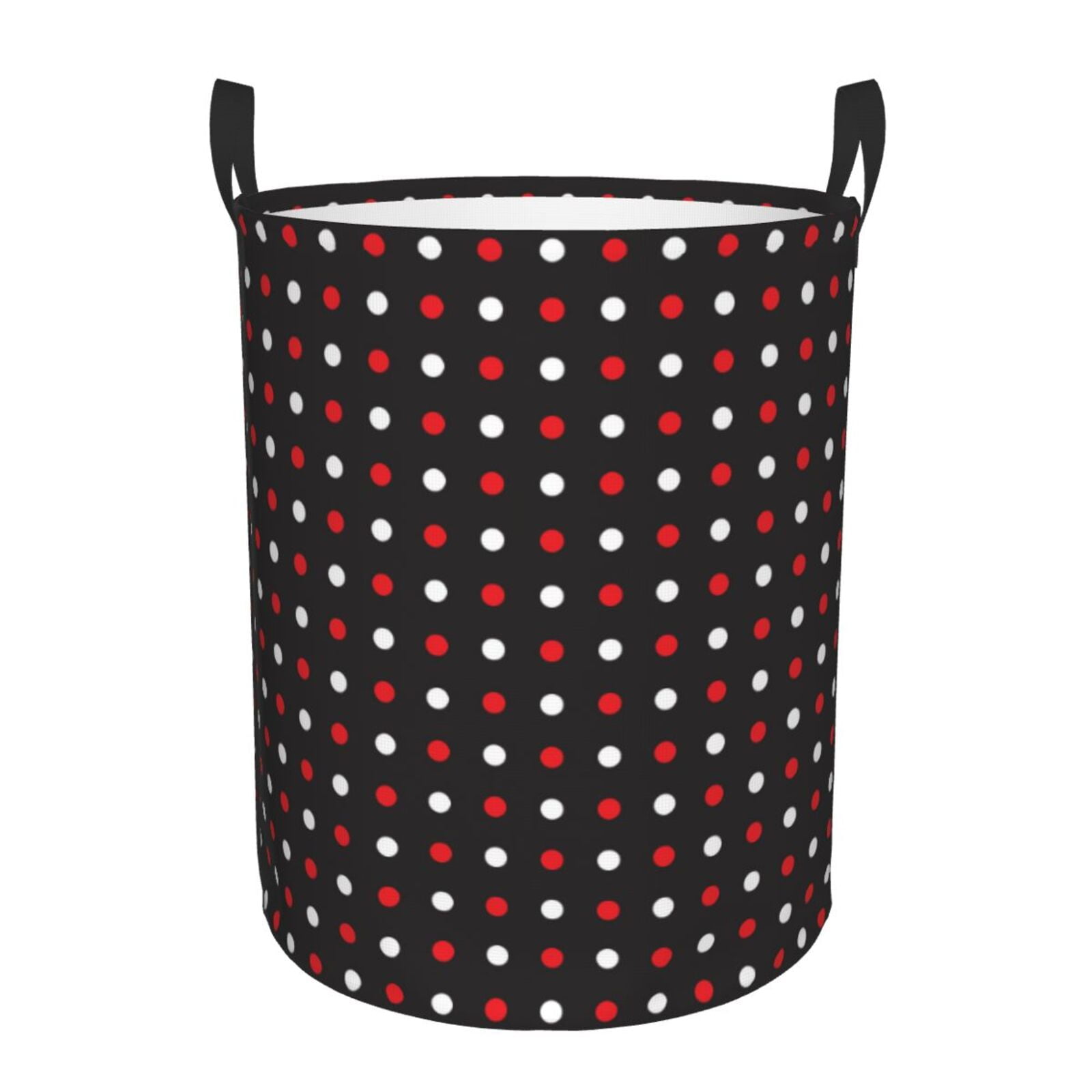 Haiem Red And White Polka Dots Leather Dirty Clothes Laundry Basket ...