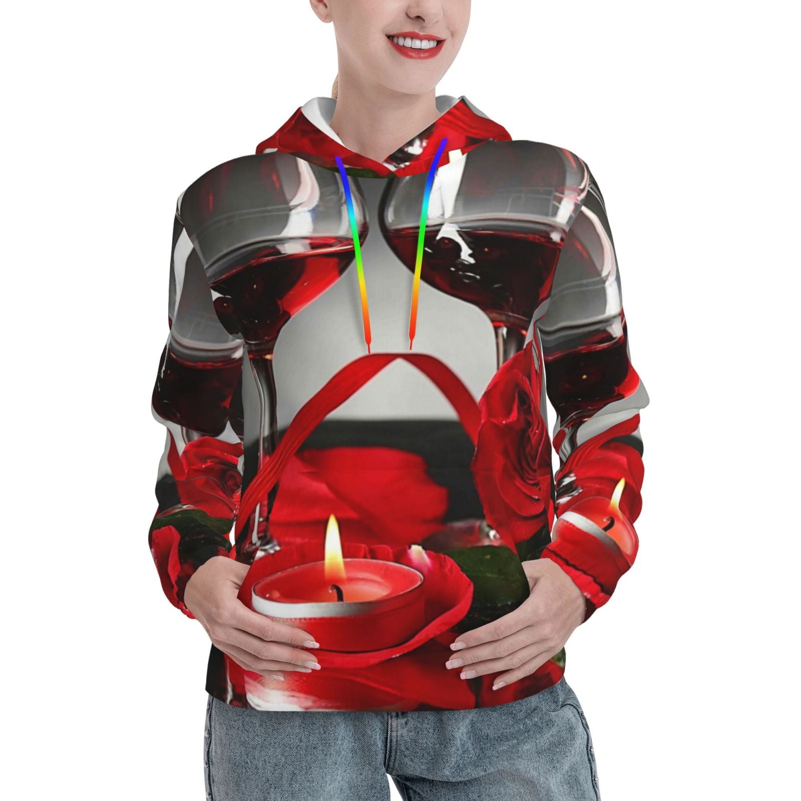 Haiem Red Wine Rose for Women's Fashion Hoodies & Sweatshirts with ...