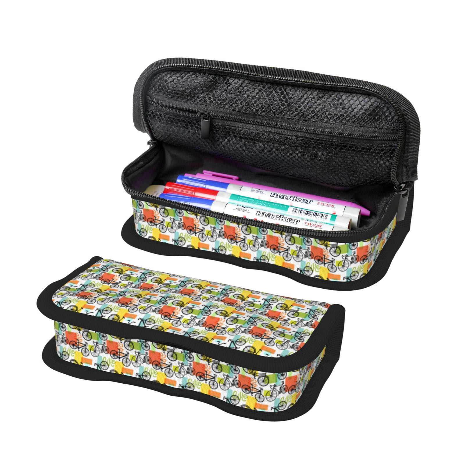 Haiem Retro Bike Printed Large Pencil Case, Big Capacity Pencil Pouch ...