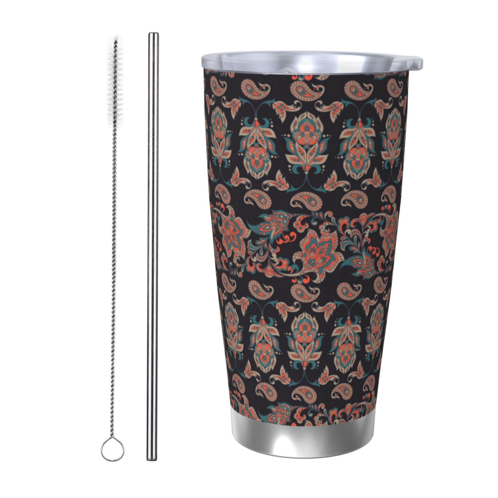Haiem Retro Floral Printed 20oz Straight Skinny Car Cups With Insulated ...