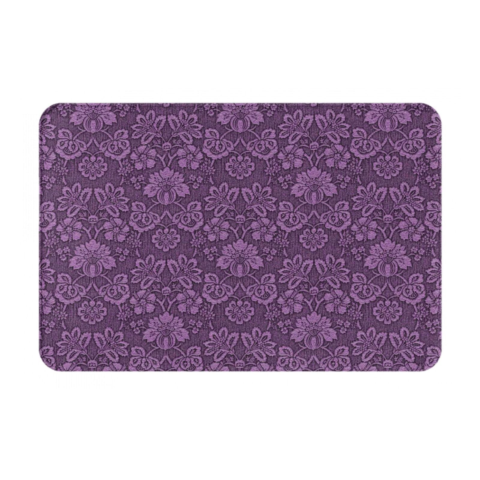 Haiem Retro Florals Purple Front Door Mat Indoor Outdoor Entrance ...