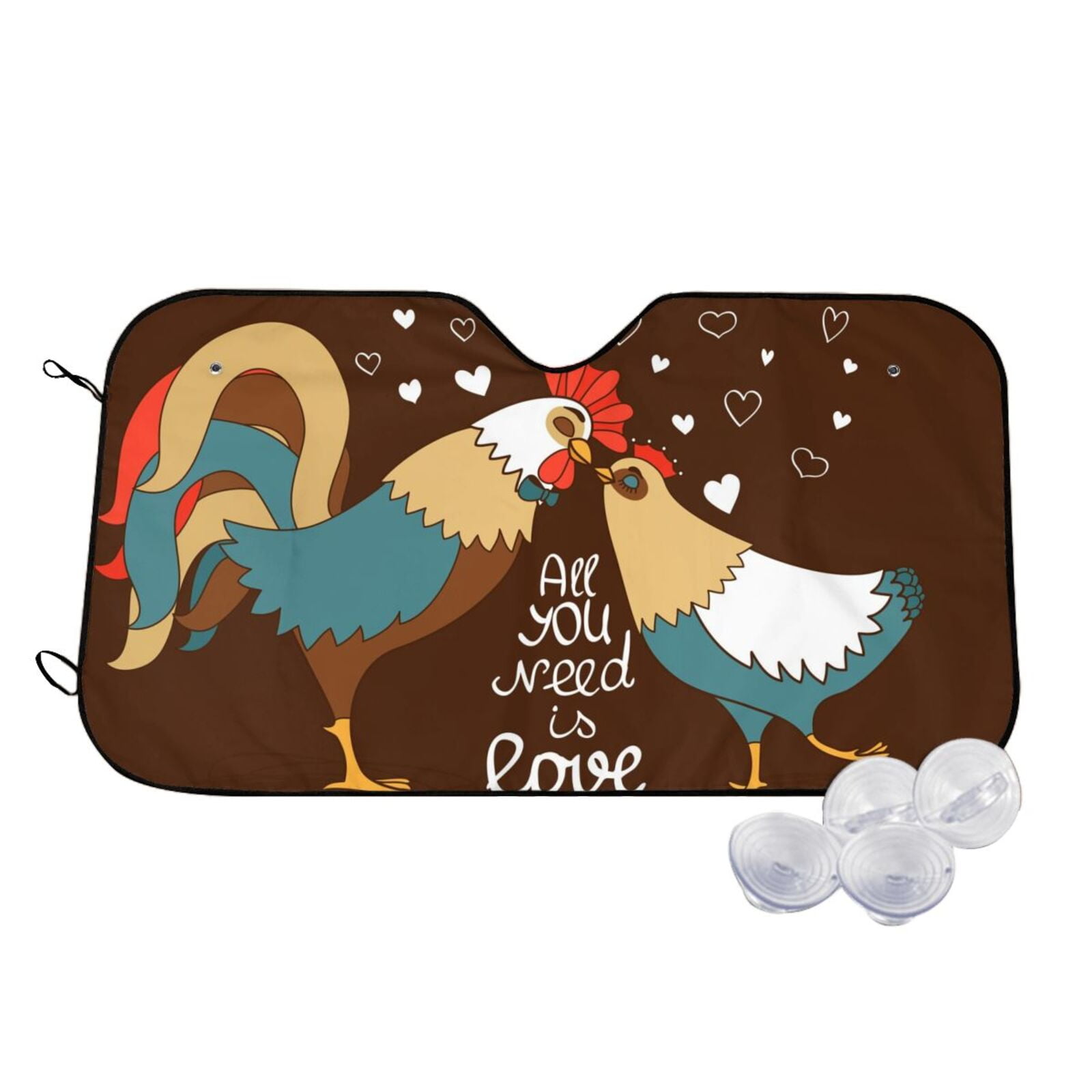 Haiem Rooster And Chicken Car Windshield Sun Shade - Blocks UV Rays Sun ...