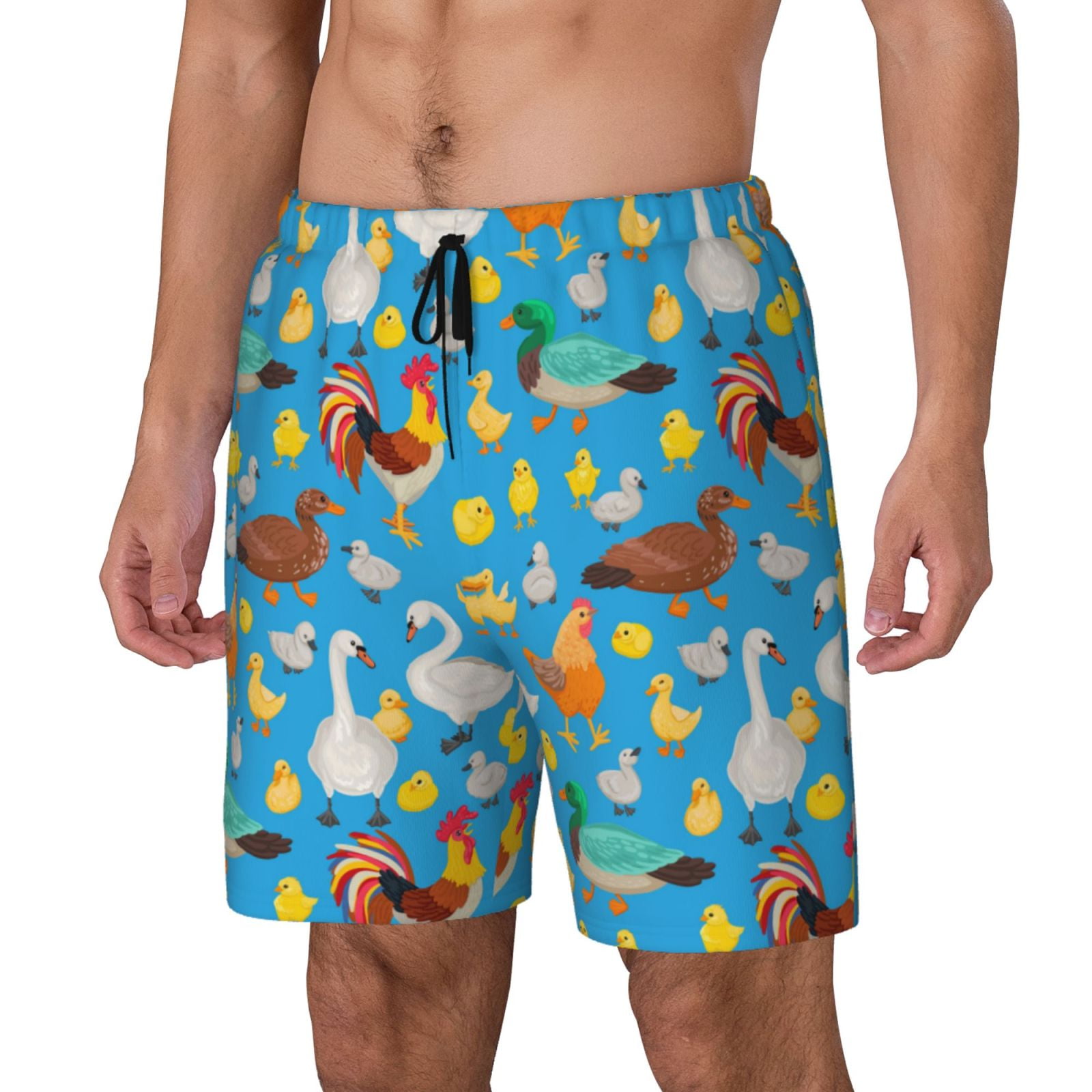 Haiem Rooster And Chickens Mens Swim Trunks with Compression Liner 2 in ...