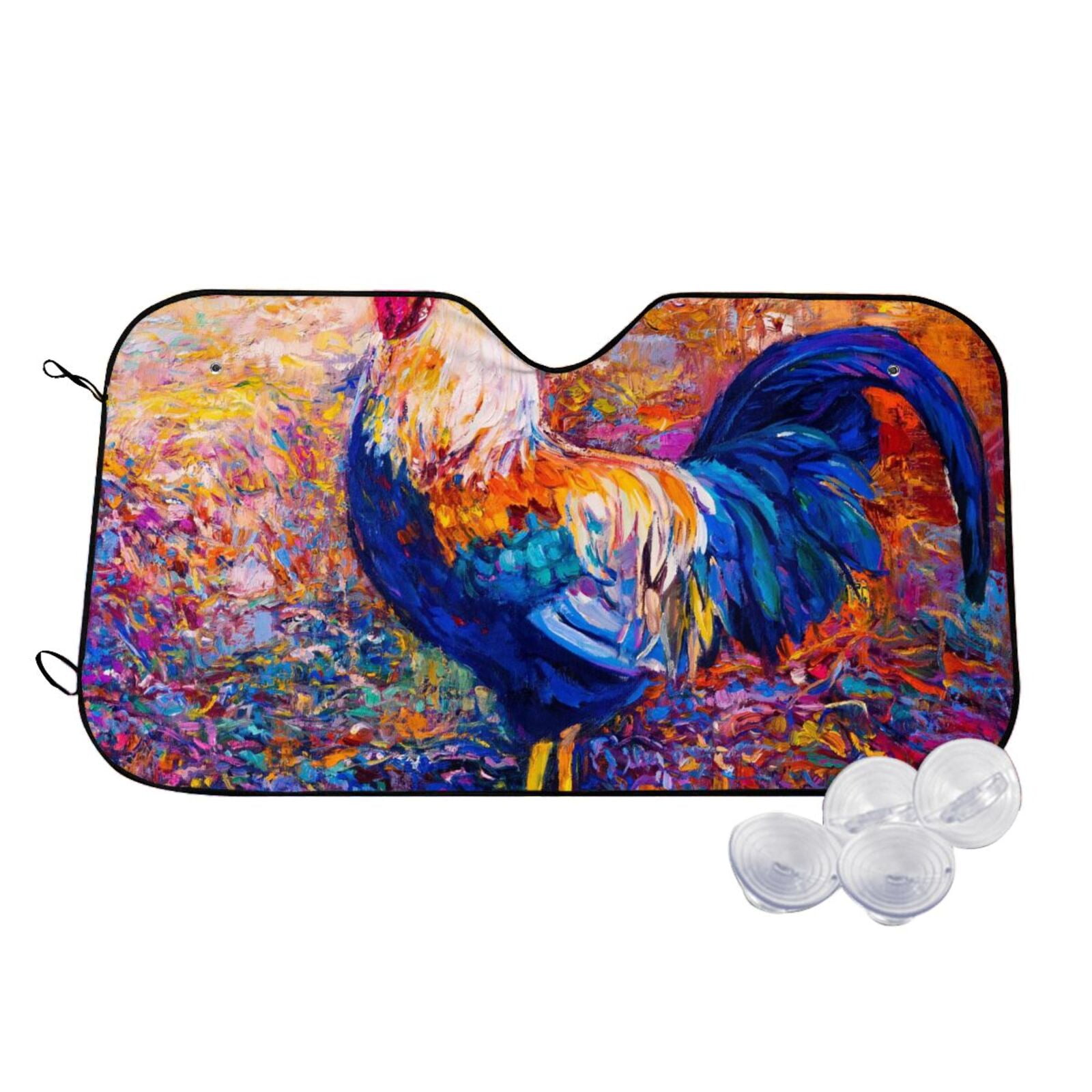 Haiem Rooster Oil Painting Car Windshield Sun Shade - Blocks UV Rays ...