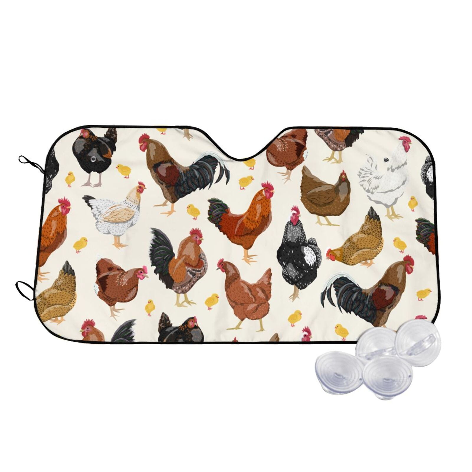 Haiem Roosters and Chickens Car Windshield Sun Shade - Blocks UV Rays ...