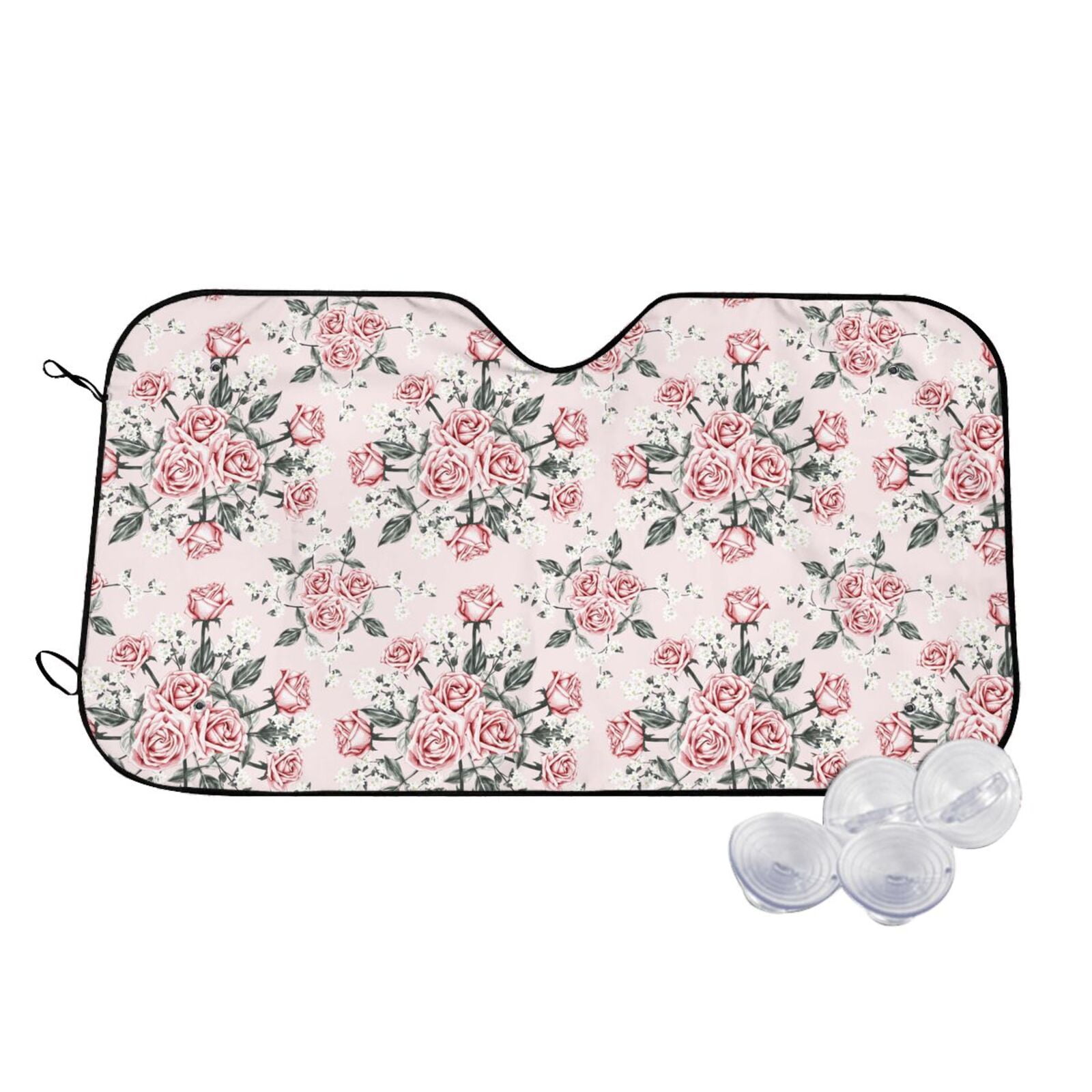 Haiem Rose Flowers Car Windshield Sun Shade - Blocks UV Rays Sun Visor ...