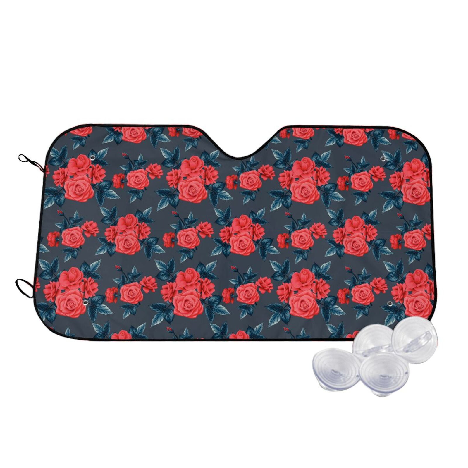 Haiem Rose Flowers Car Windshield Sun Shade - Blocks UV Rays Sun Visor ...