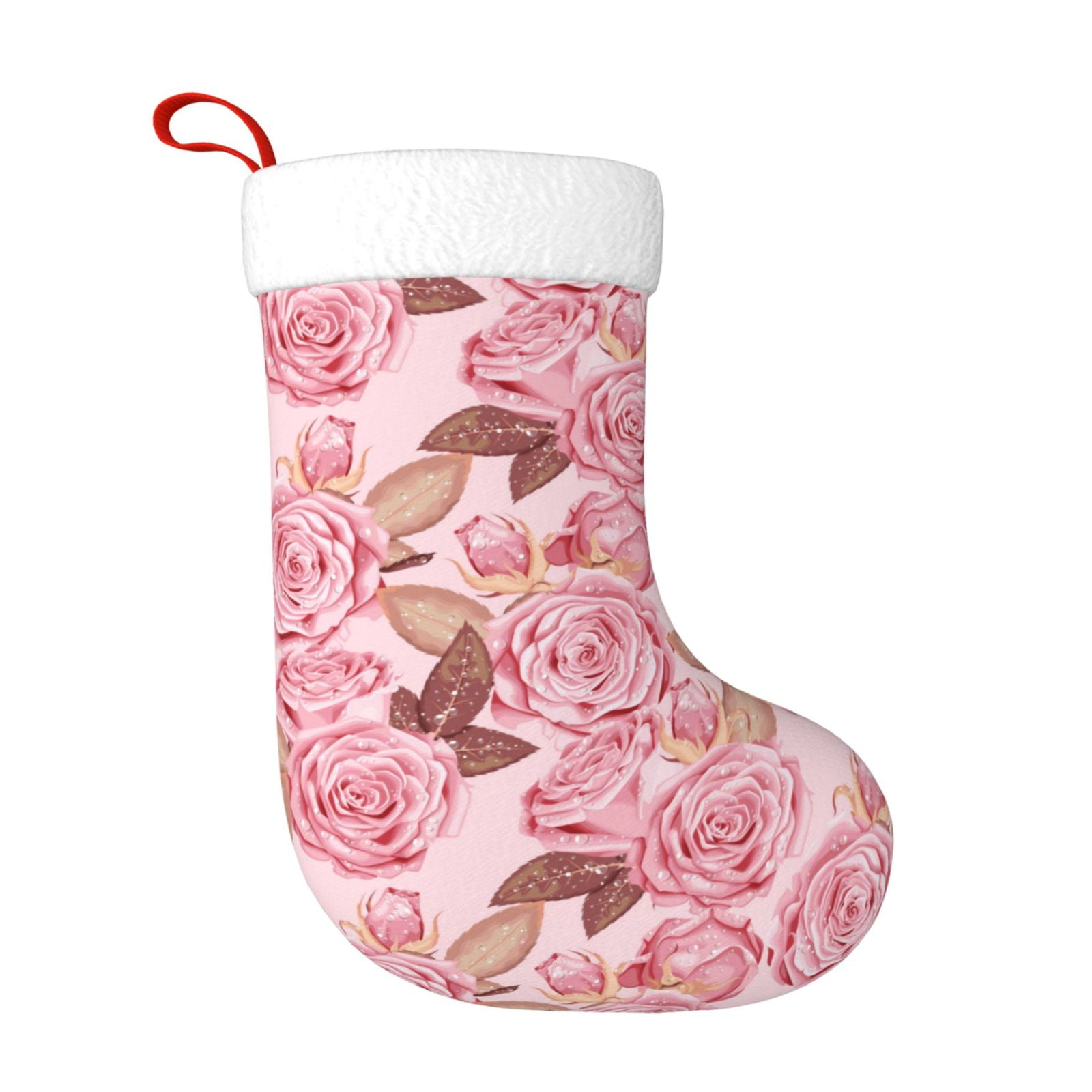 Haiem Rose Flowers Pattern Christmas Stockings, Personalized 18 Inches ...