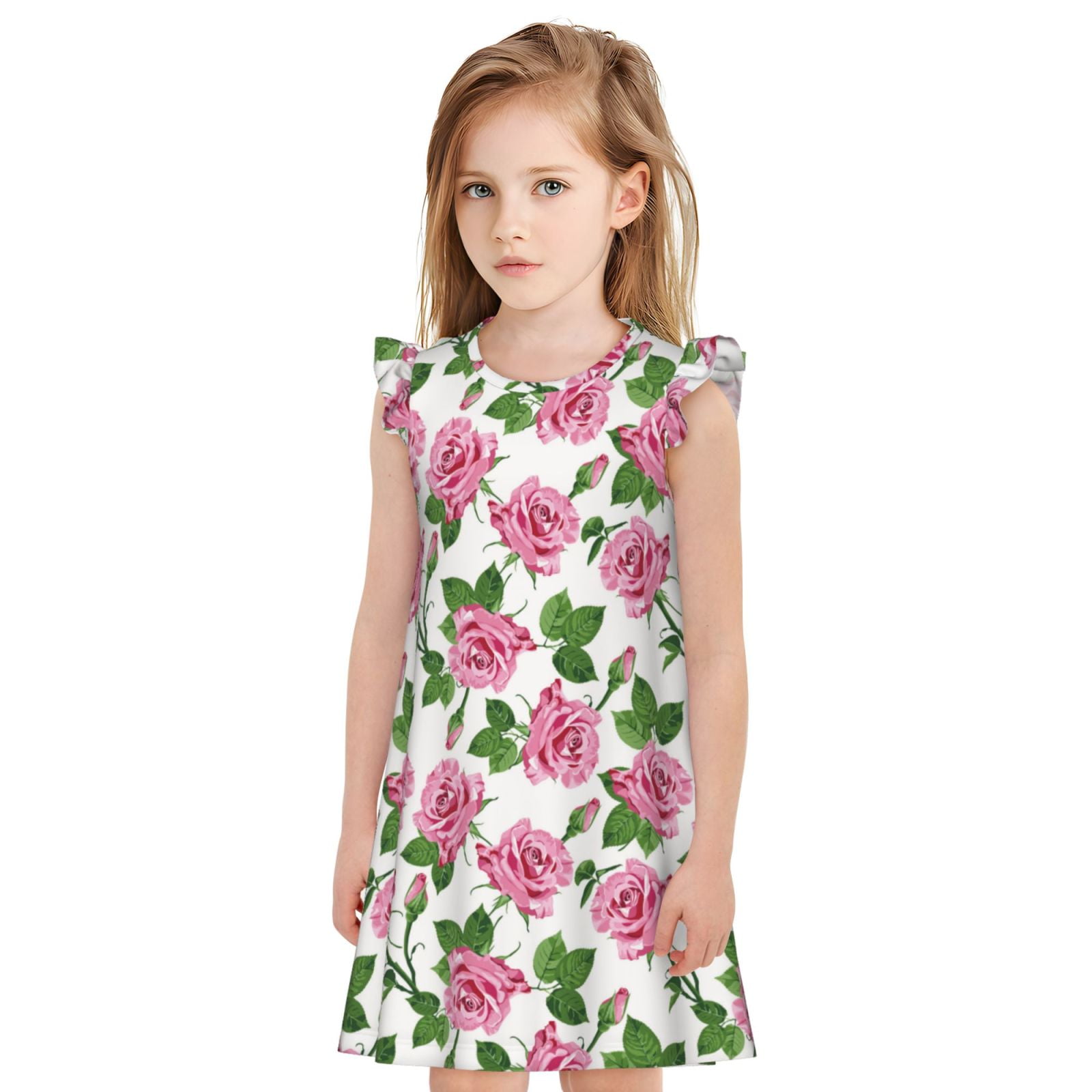 Haiem Rose Flowers Printed Girls Nightgowns Sleepwear Short Sleeve ...