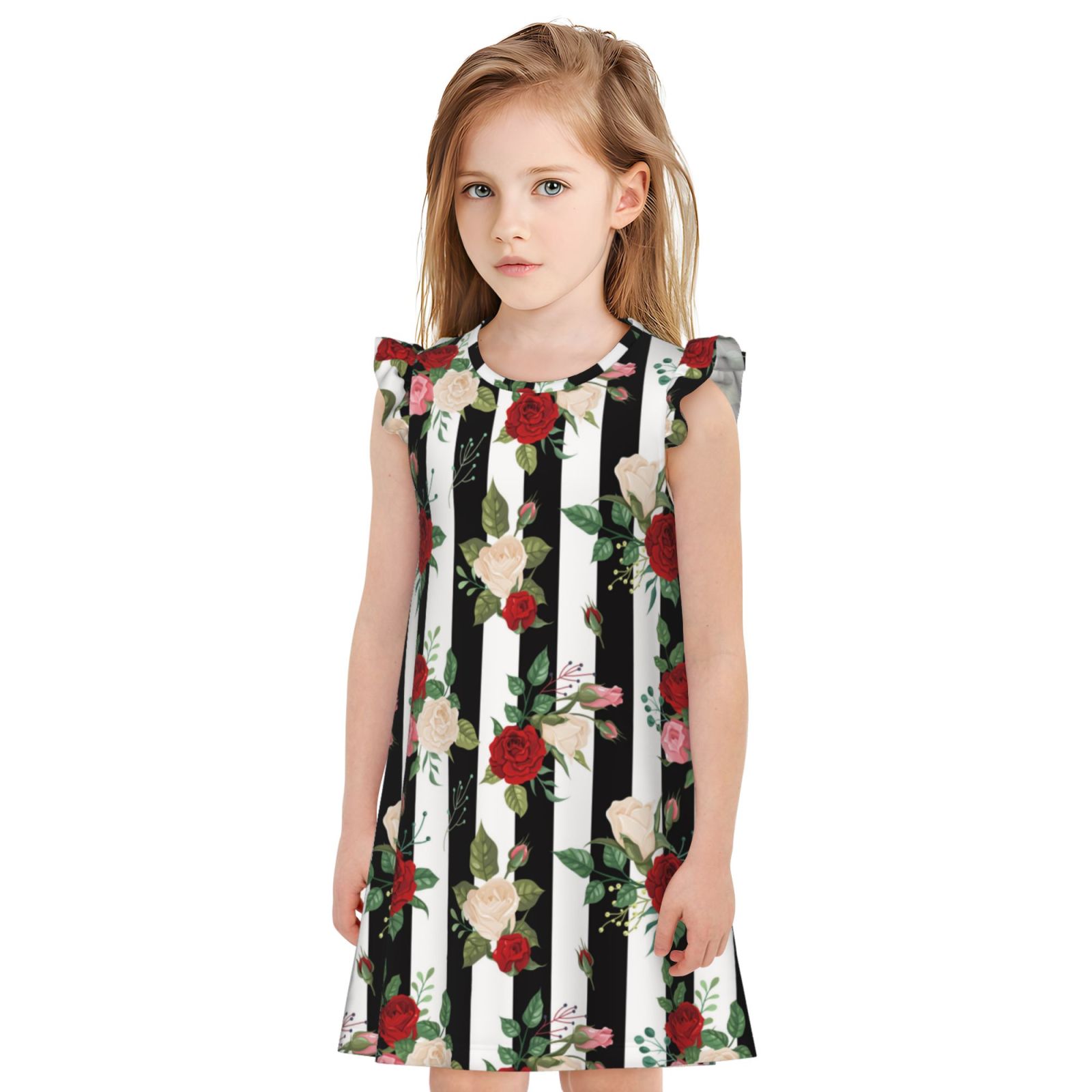 Haiem Rose Flowers Printed Girls Nightgowns Sleepwear Short Sleeve ...