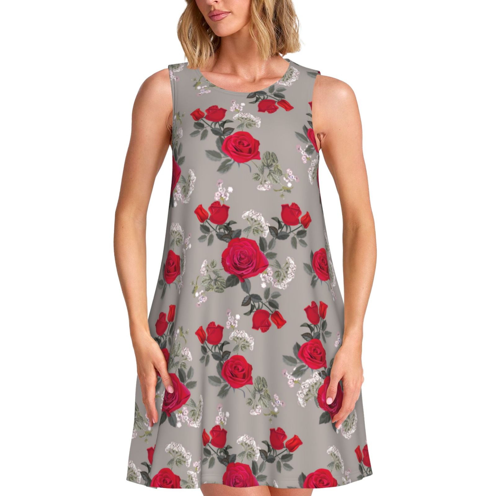Haiem Rose Flowers for Women’s Summer Dresses – Casual Sleeveless Tank ...