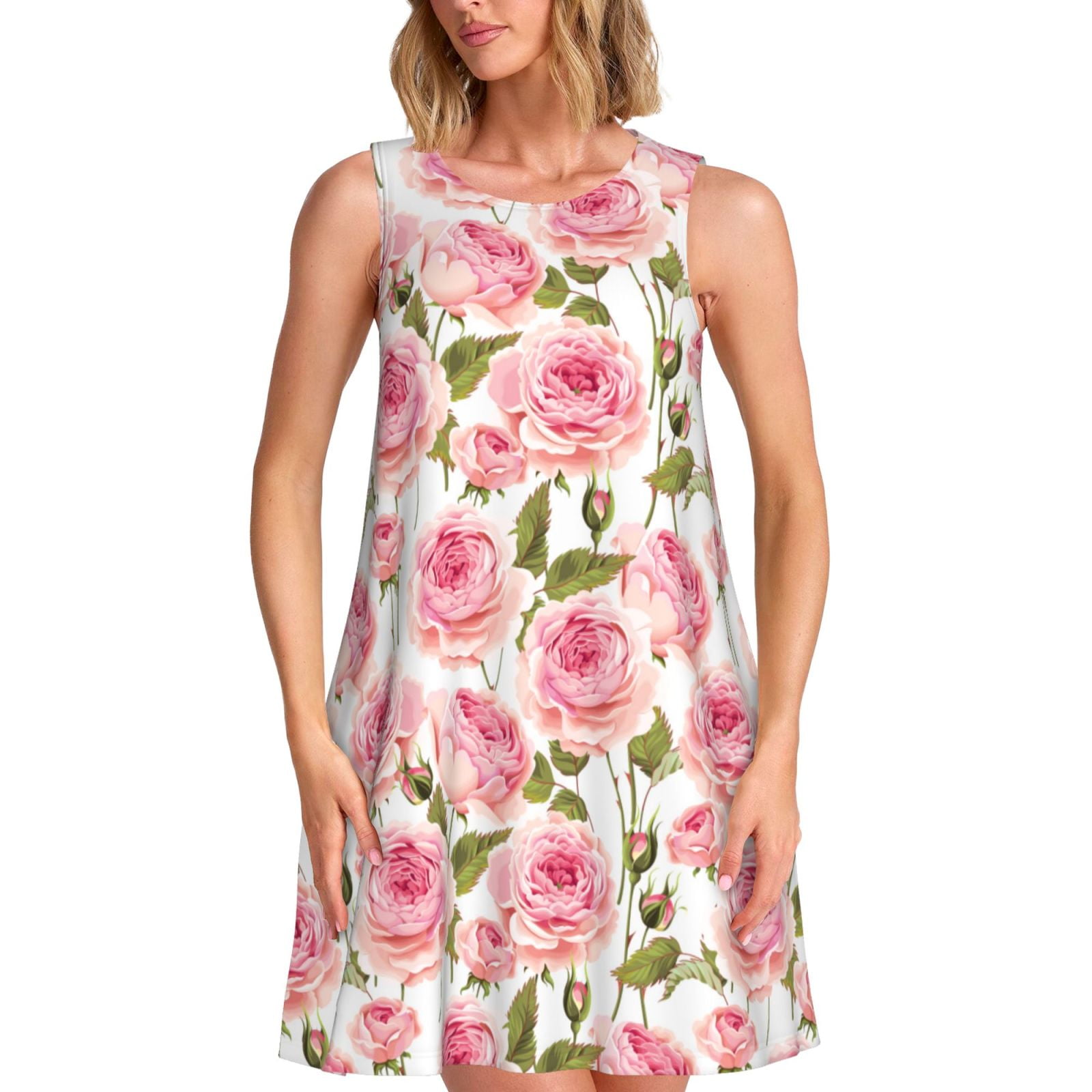 Haiem Rose Flowers for Women’s Summer Dresses – Casual Sleeveless Tank ...
