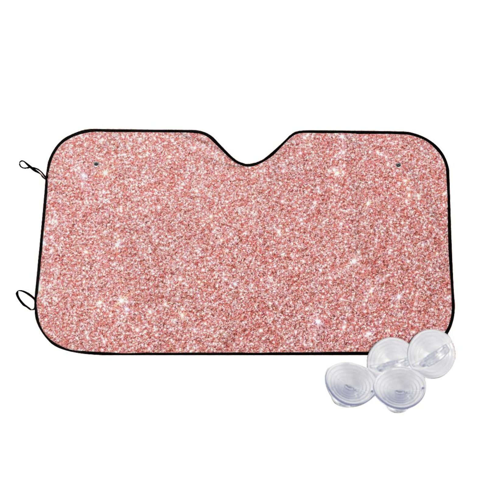 Haiem Rose Gold Pink Glitter Car Windshield Sun Shade - Blocks UV Rays ...