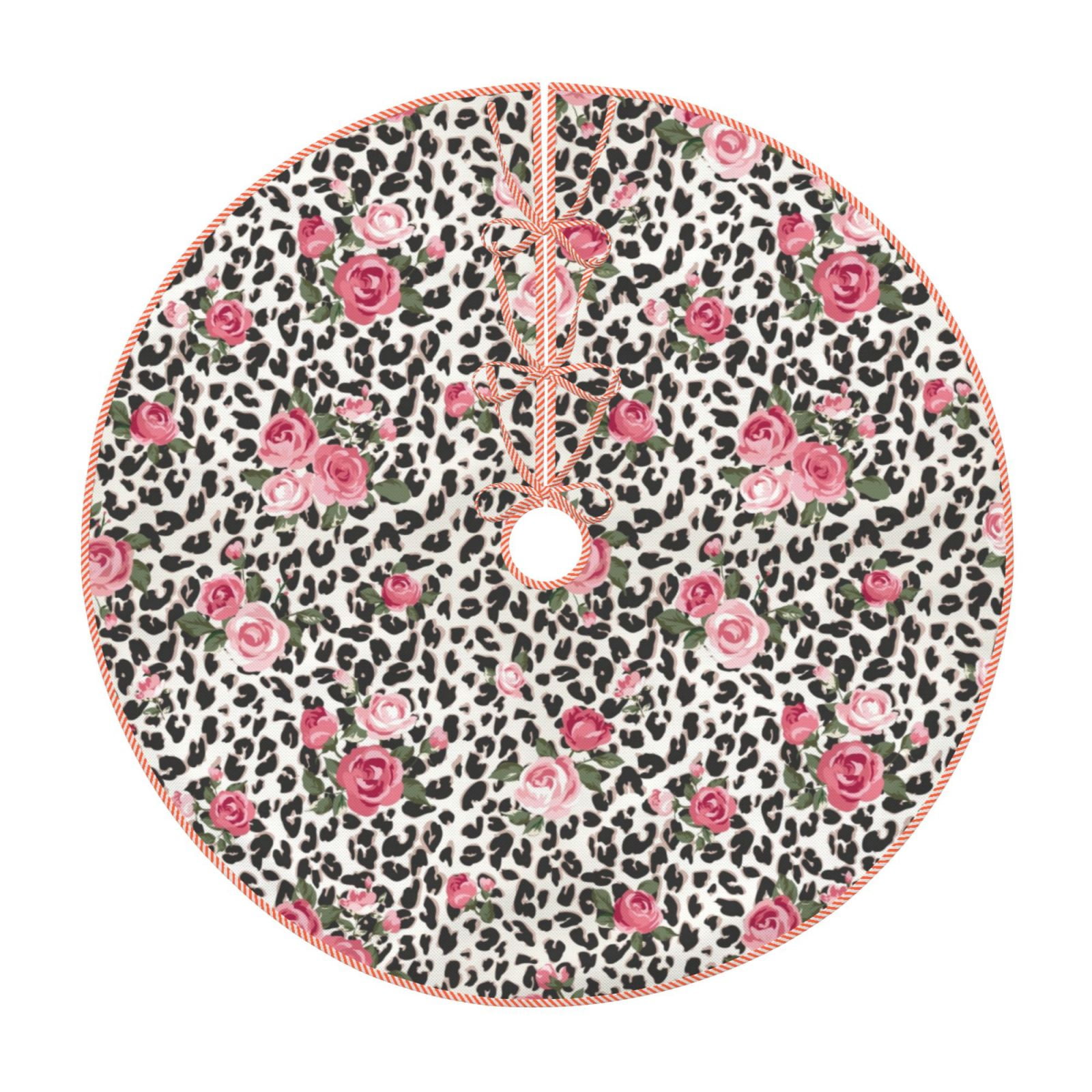 Haiem Rose Mix Leopard 3 Pattern Christmas Tree Skirt Merry Christmas ...