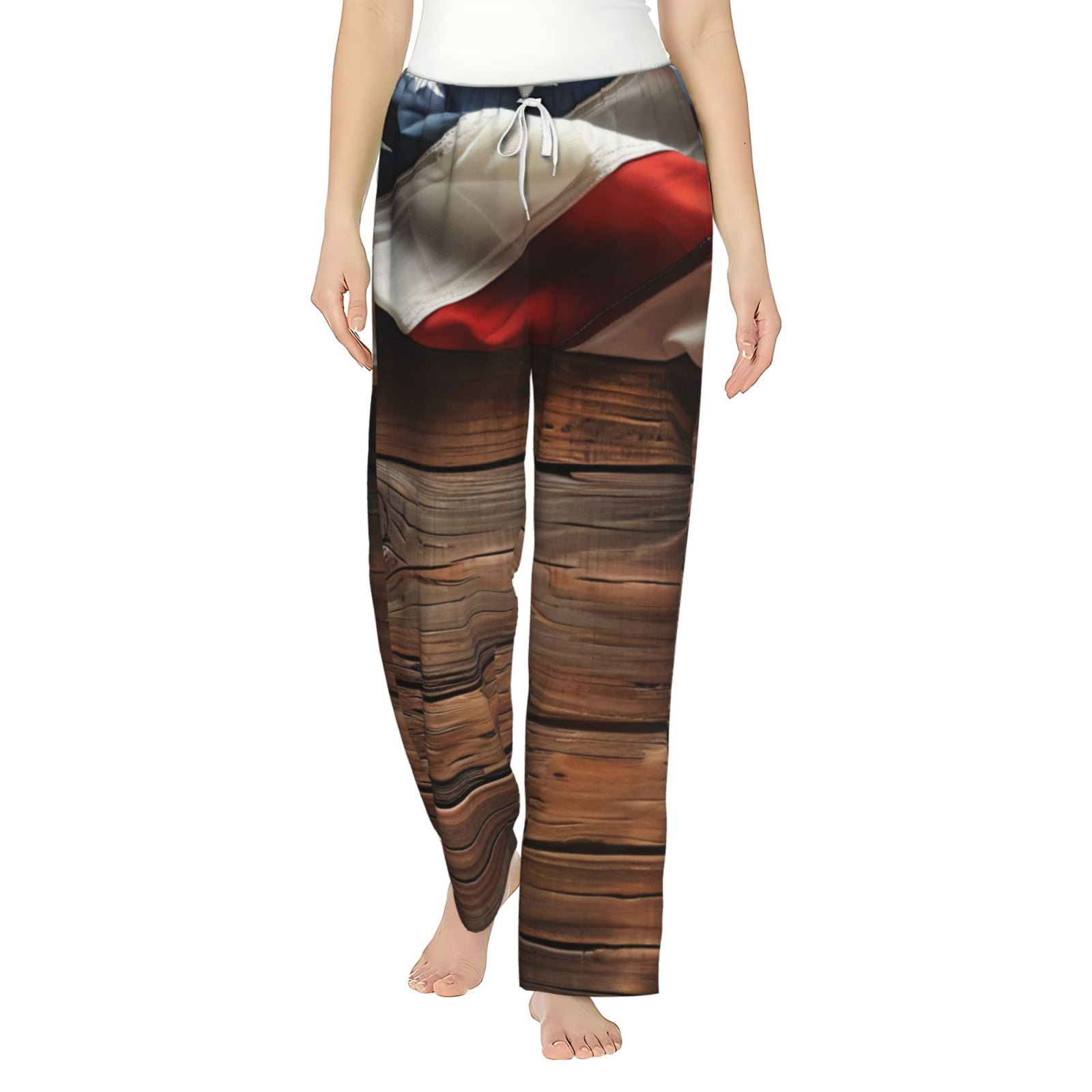 Haiem Rustic American Flag Wood Women's Pajama Pants Ultra Lightweight ...