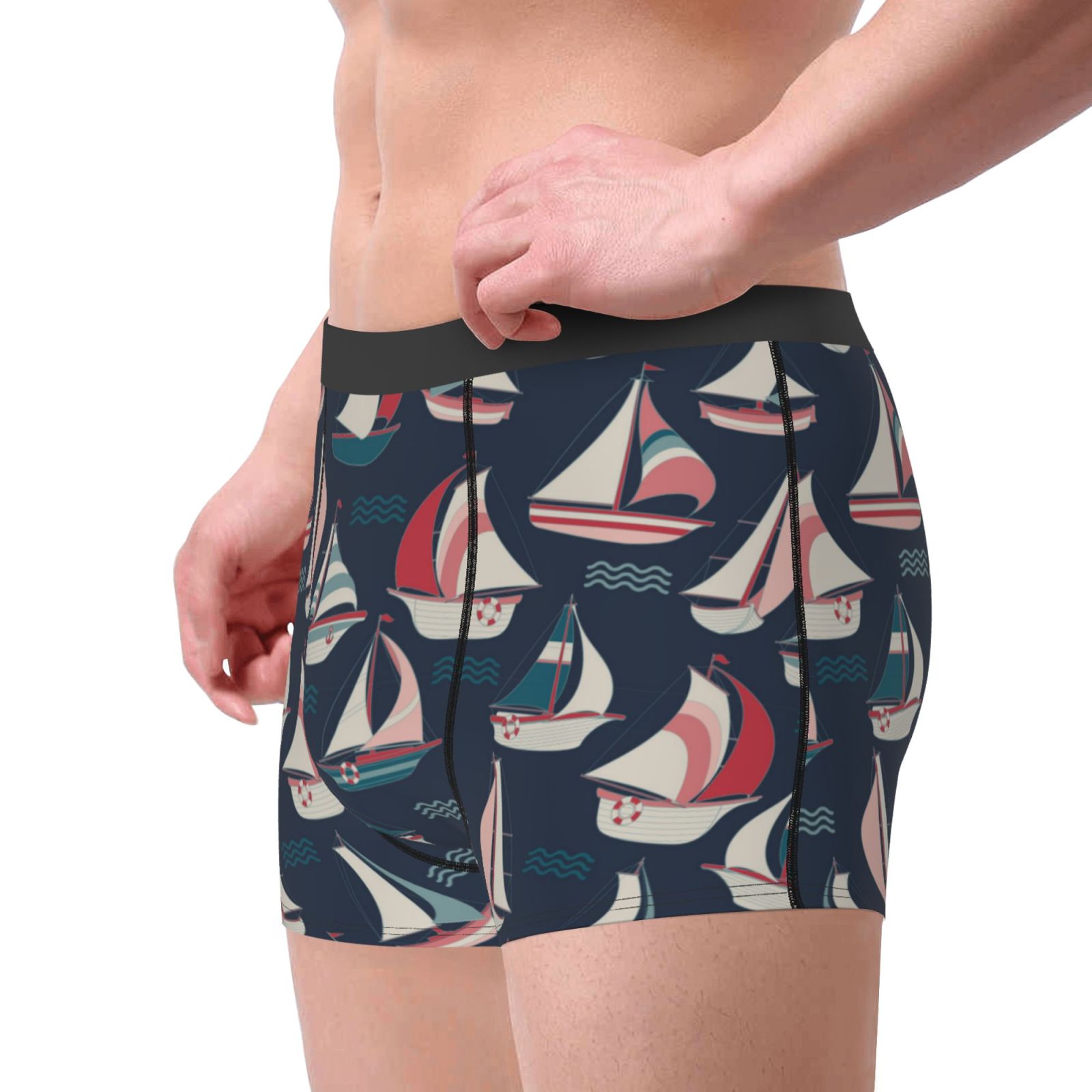 Haiem Sailboat And Wave Men's Boxer Briefs, Every Day Comfort Stretch ...