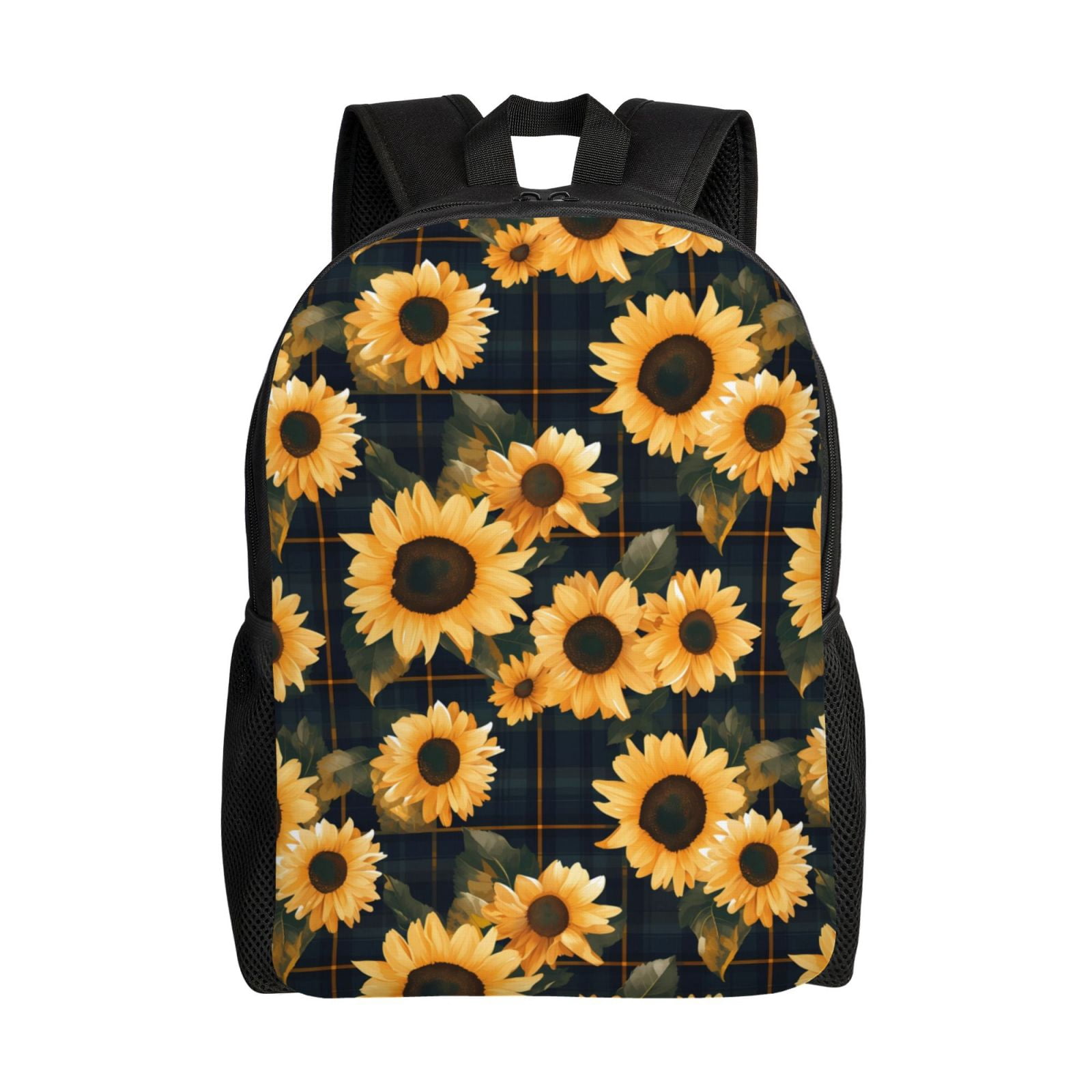 Haiem Scottish Blue Plaid Sunflower Backpack - Stylish and Durable 15 ...