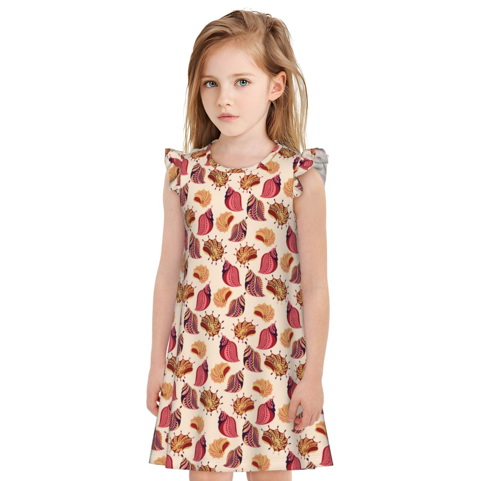 Haiem Sea Shells Printed Girls Nightgowns Sleepwear Short Sleeve Pajama ...