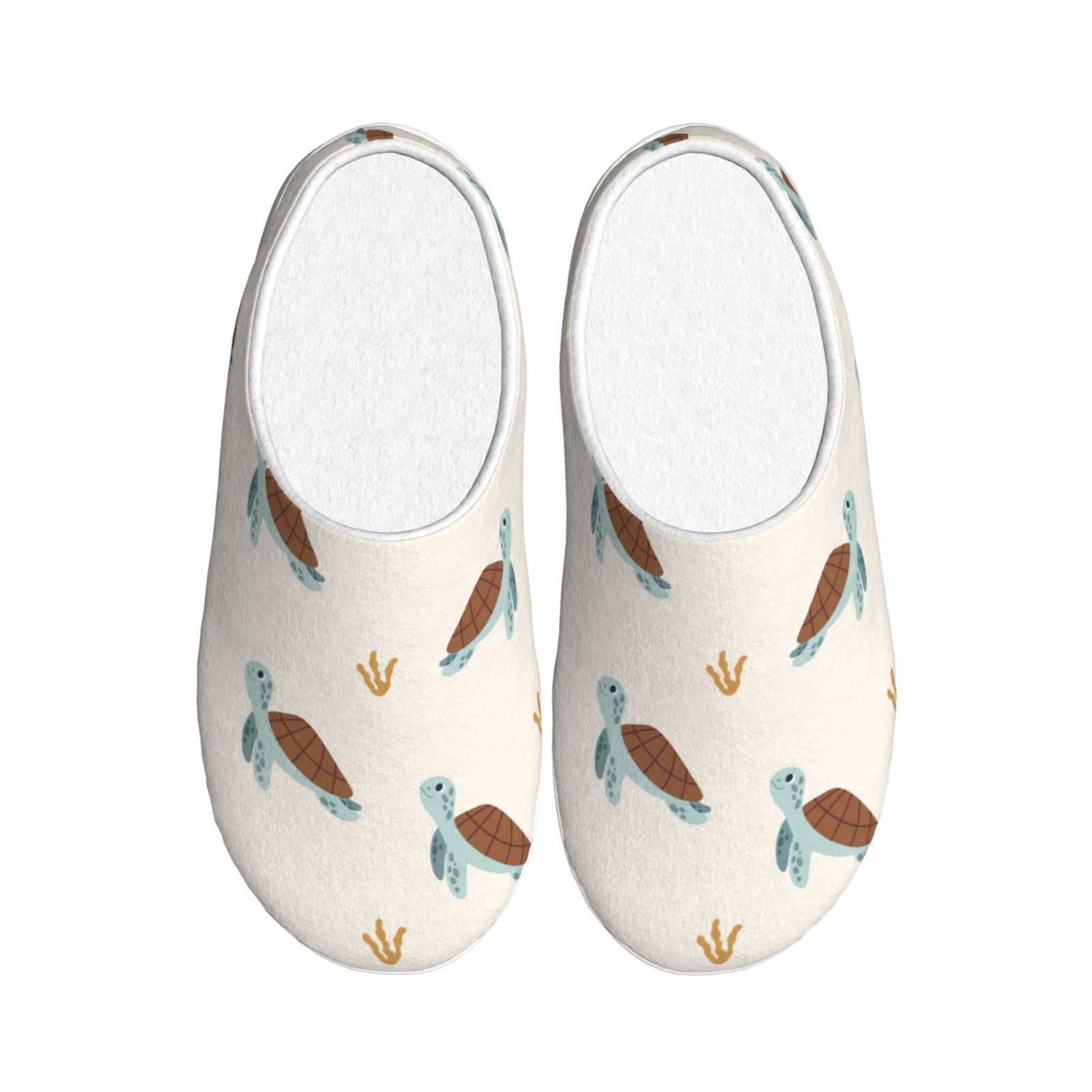 Haiem Sea Turtle Print Women's Fuzzy Memory Foam House Slipper Cozy ...
