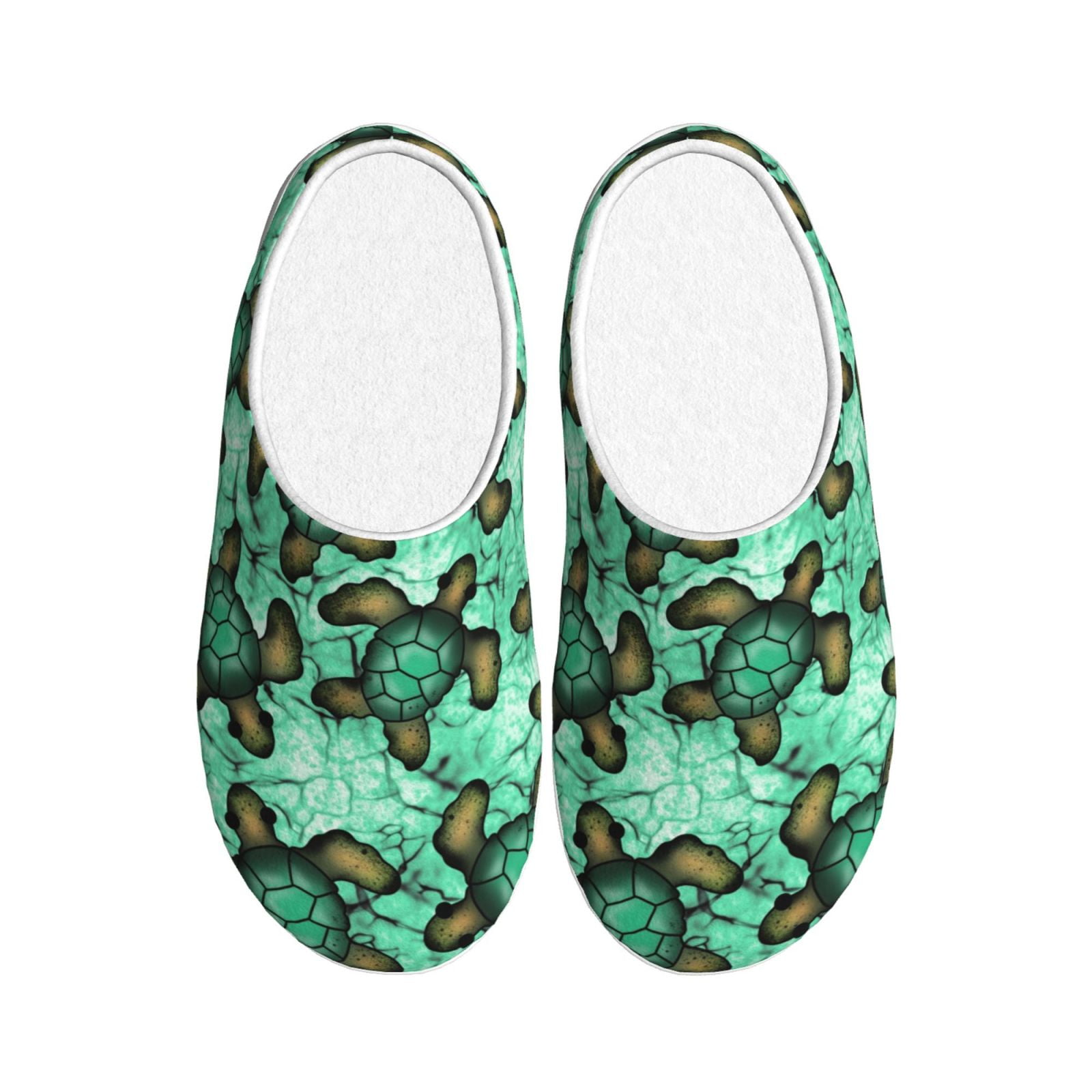 Haiem Sea Turtle Print Women's Fuzzy Memory Foam House Slipper Cozy ...