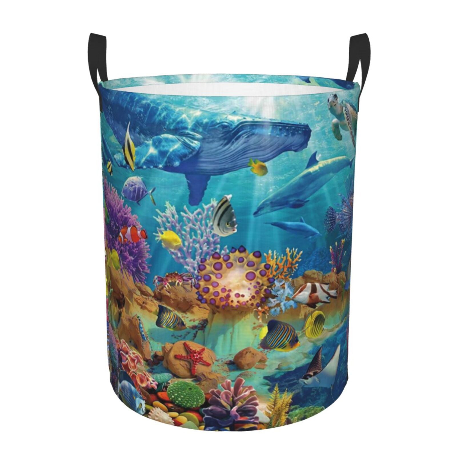 Haiem Sea World Leather Dirty Clothes Laundry Basket,Sturdy ...
