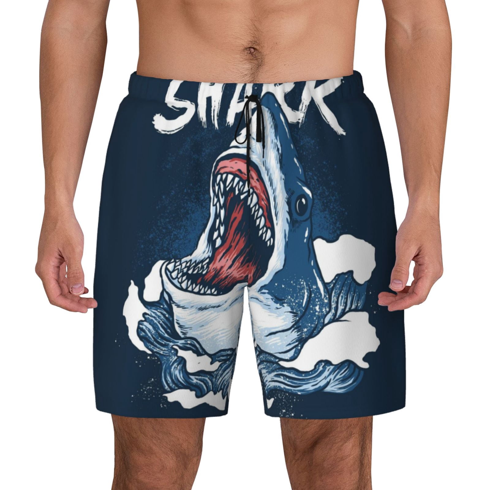 Haiem Shark Mens Swim Trunks with Compression Liner 2 in 1 Swimming ...