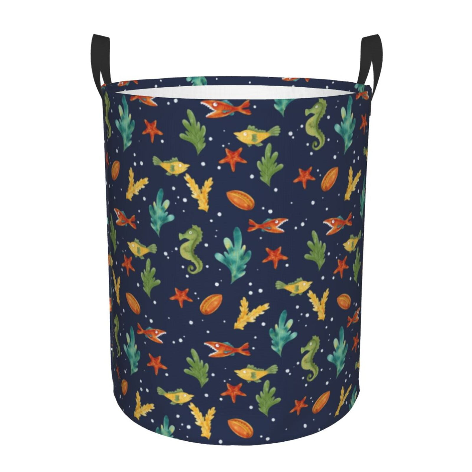 Haiem Shells And Seaweed Leather Dirty Clothes Laundry Basket,Sturdy ...