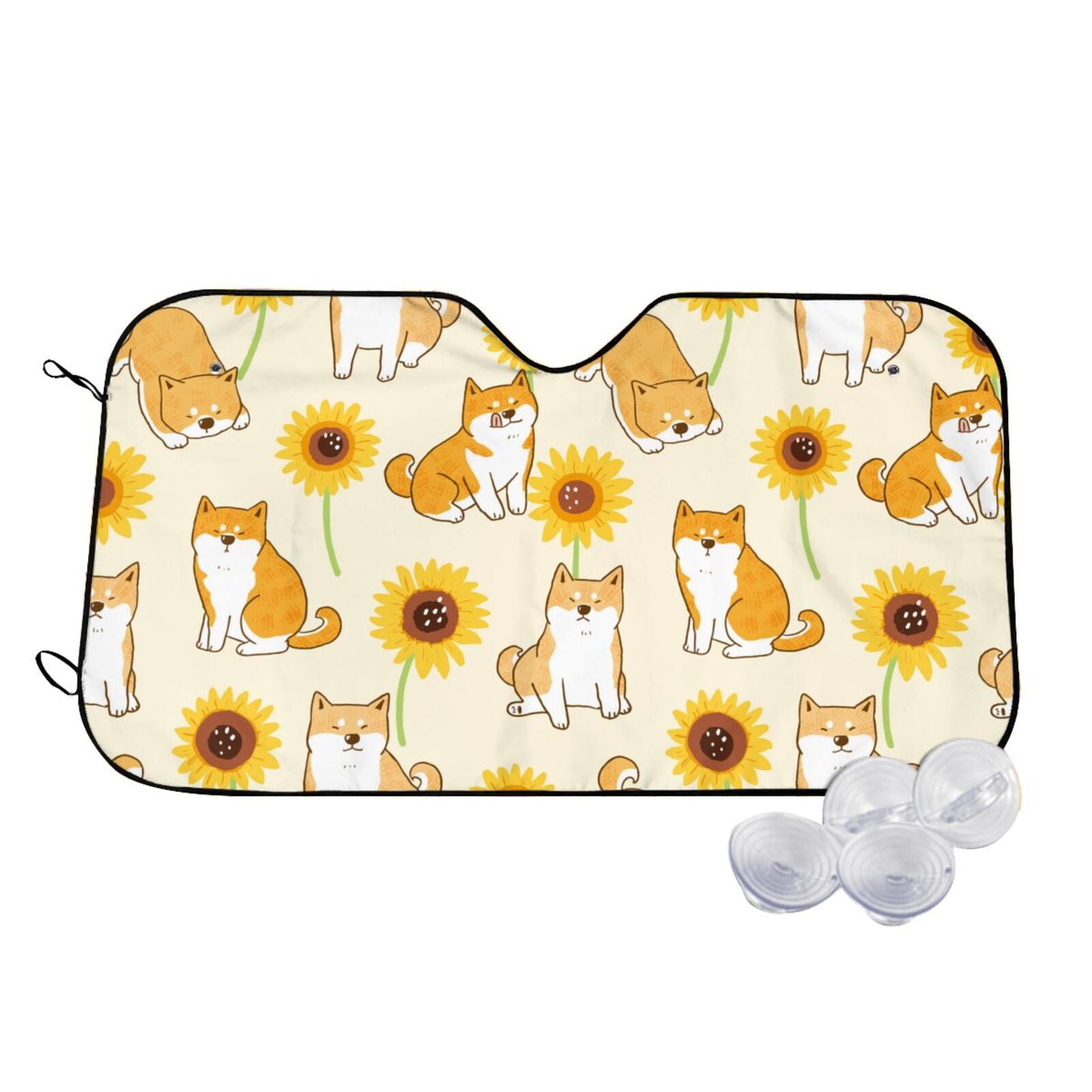 Haiem Shiba Inu Dog and Sunflower Car Windshield Sun Shade - Blocks UV ...