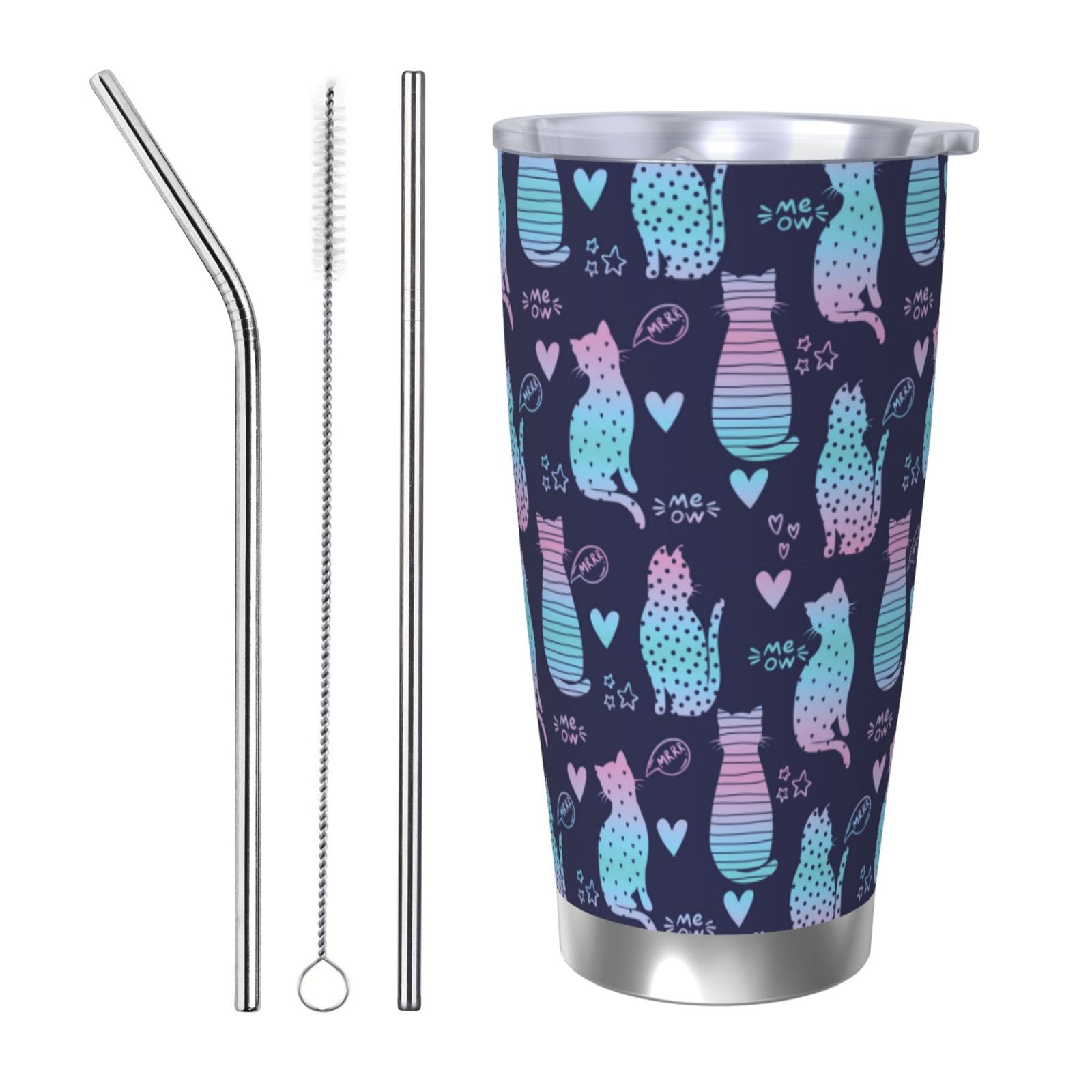 Haiem Silhouette Cats Printed 20oz Straight Skinny Car Cups With ...
