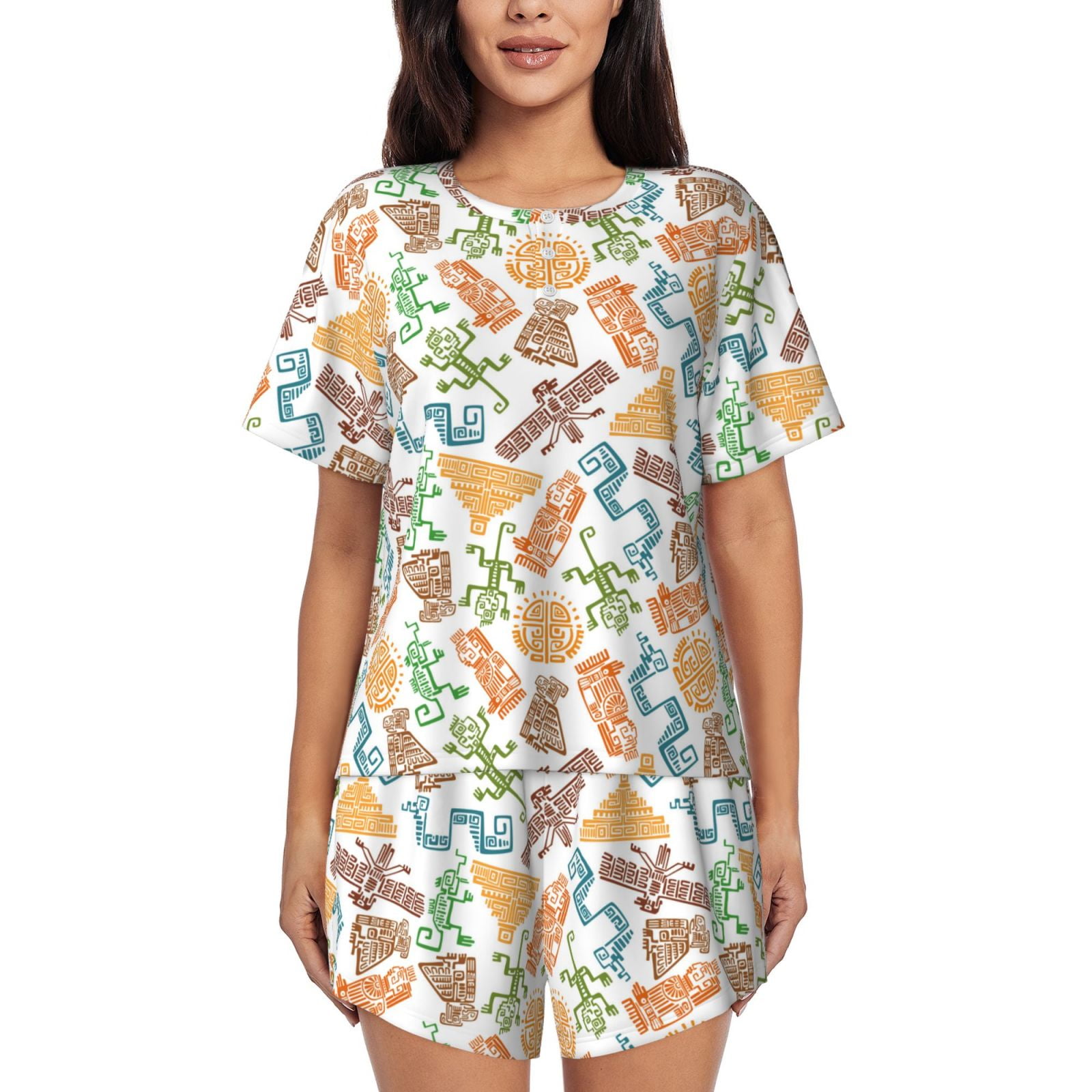 Haiem Simple Drawing Pattern Pajama Set for Women 2 Piece Lounge Set ...