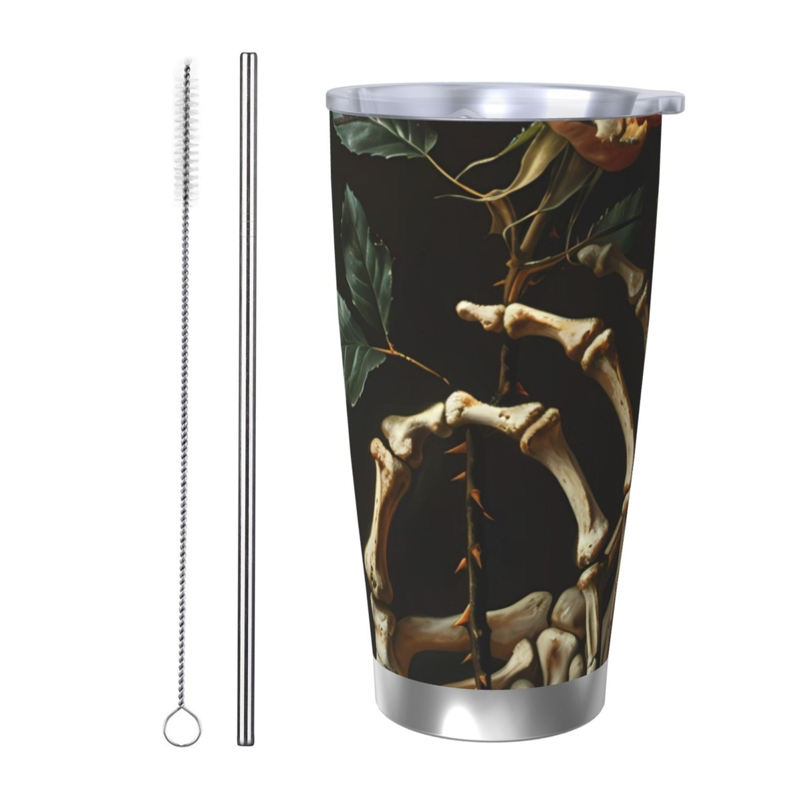 Haiem Skeleton Hand Rose Butterfly Printed 20oz Straight Skinny Car ...